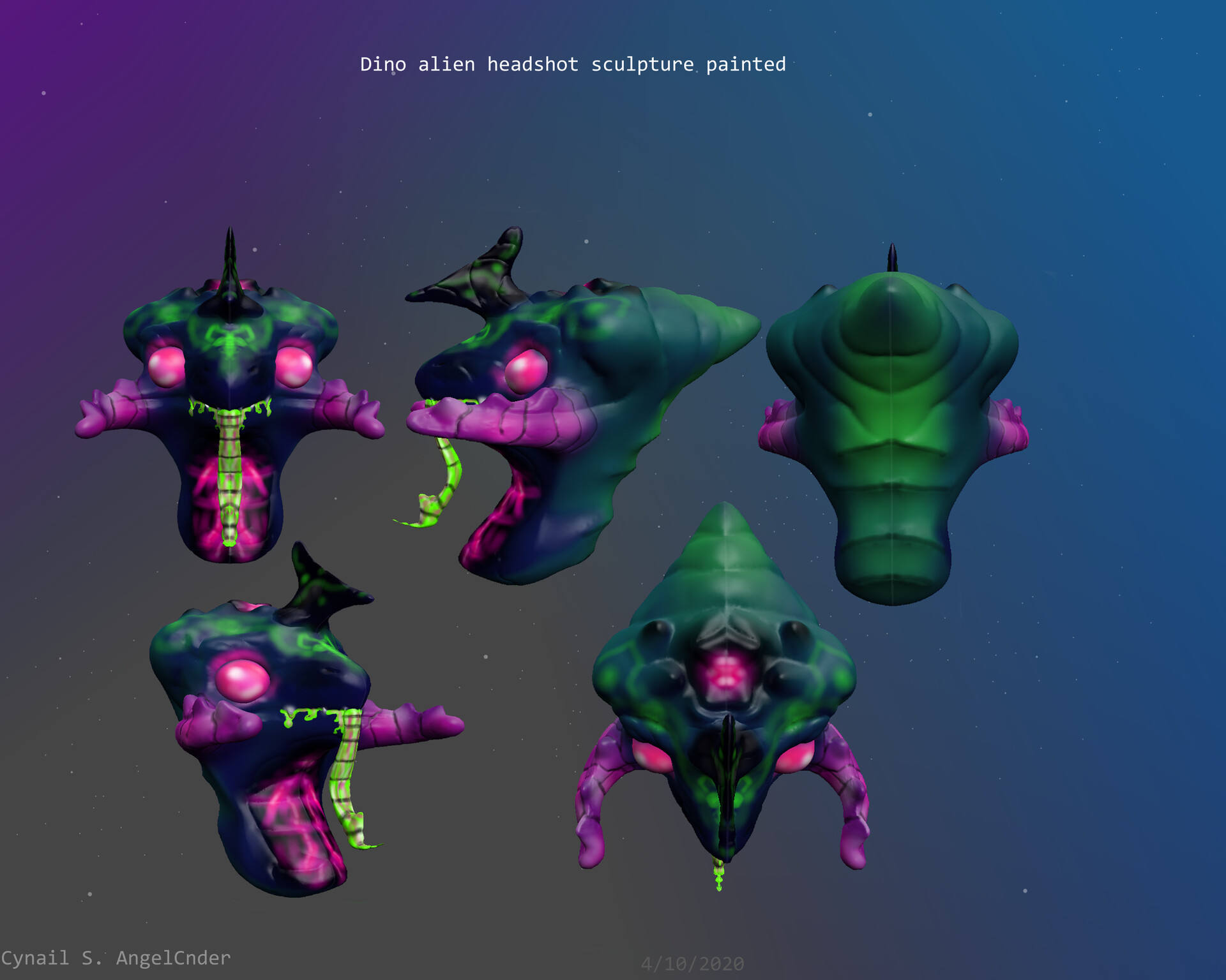 ArtStation - Dino alien headshot 2020