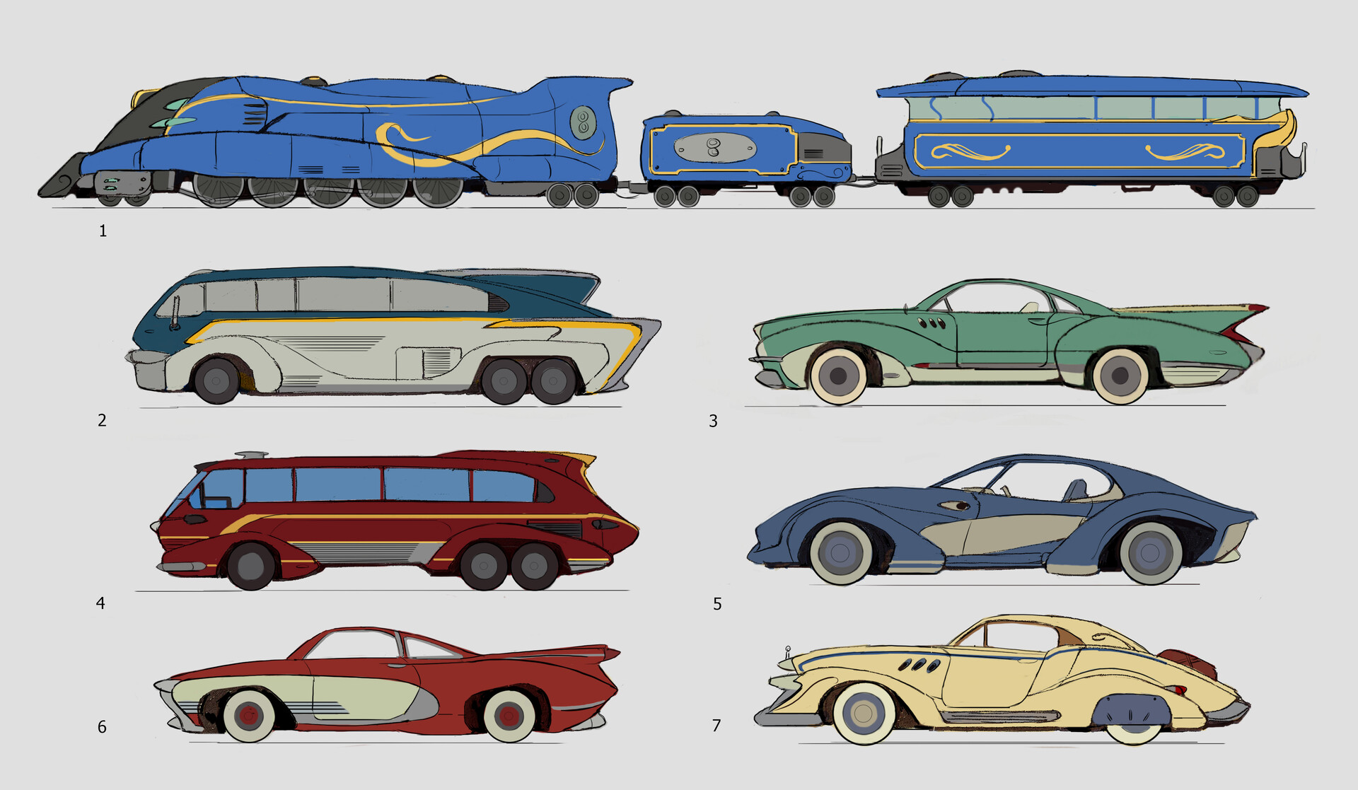 ArtStation - 1950s vehicle design exploration and concepts