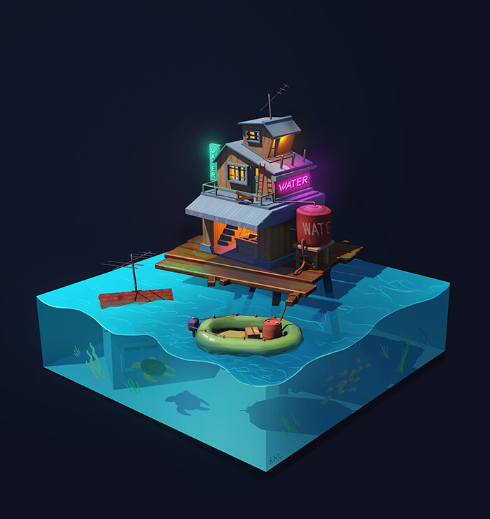 Eelyn Tan | XAC - Flooded World - Water Station Building Concept