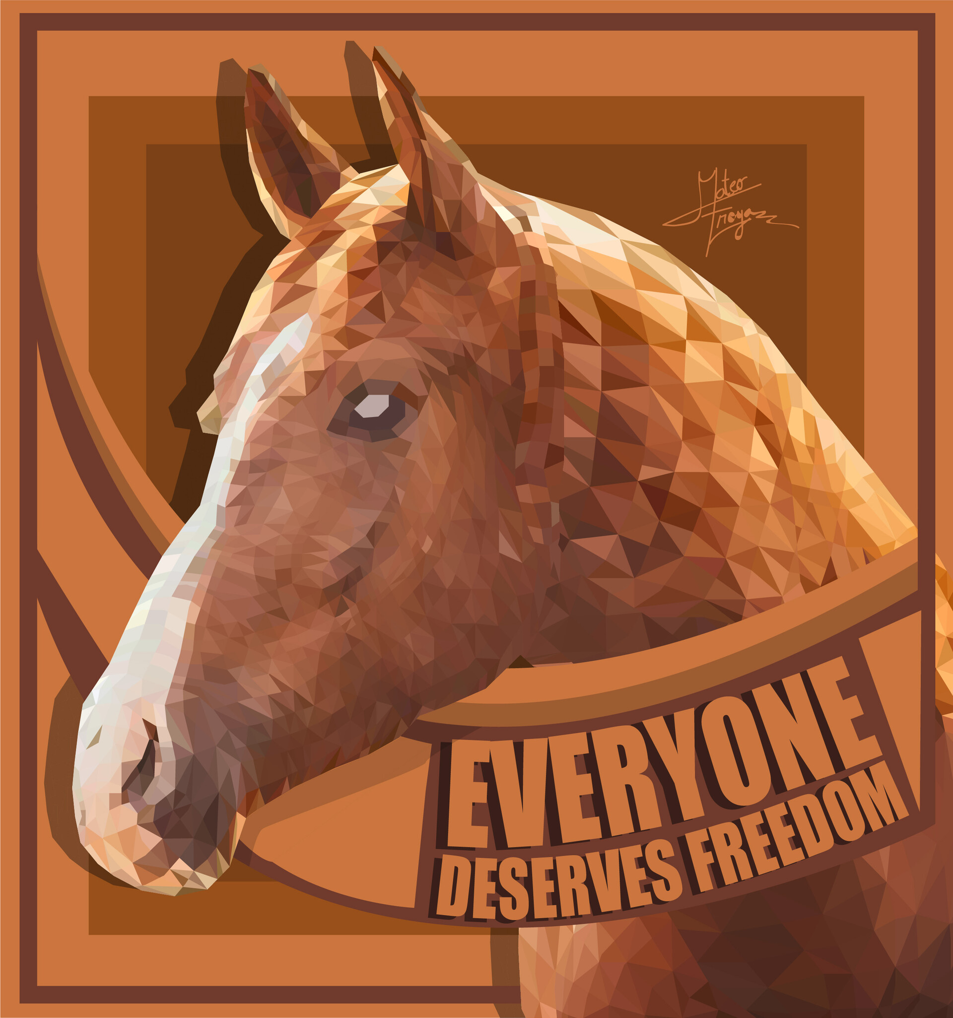ArtStation - EVERYONE DESERVES FREEDOM (Horse low poly art)