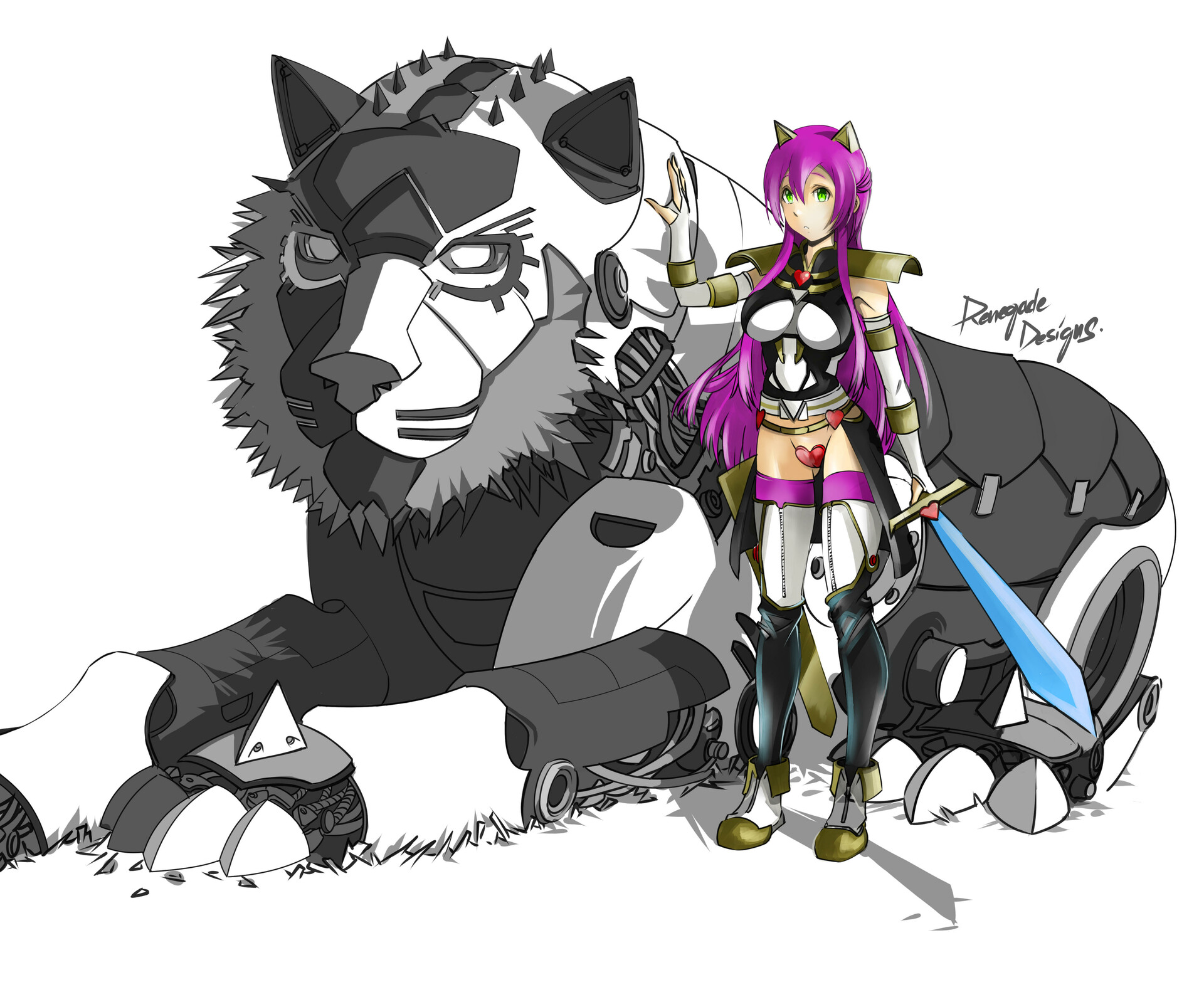 ArtStation - cyber cat 4 commission in progress