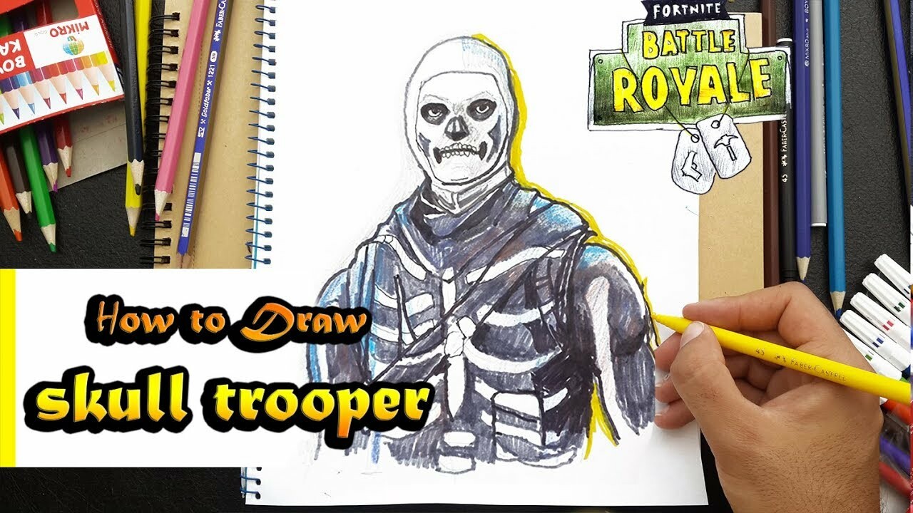 how to draw fortnite skull trooper step by step