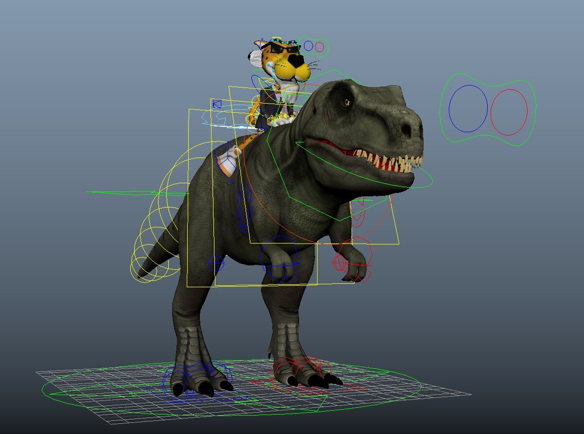 ArtStation - T-rex and Chester Cheetos rig - Freelance Work
