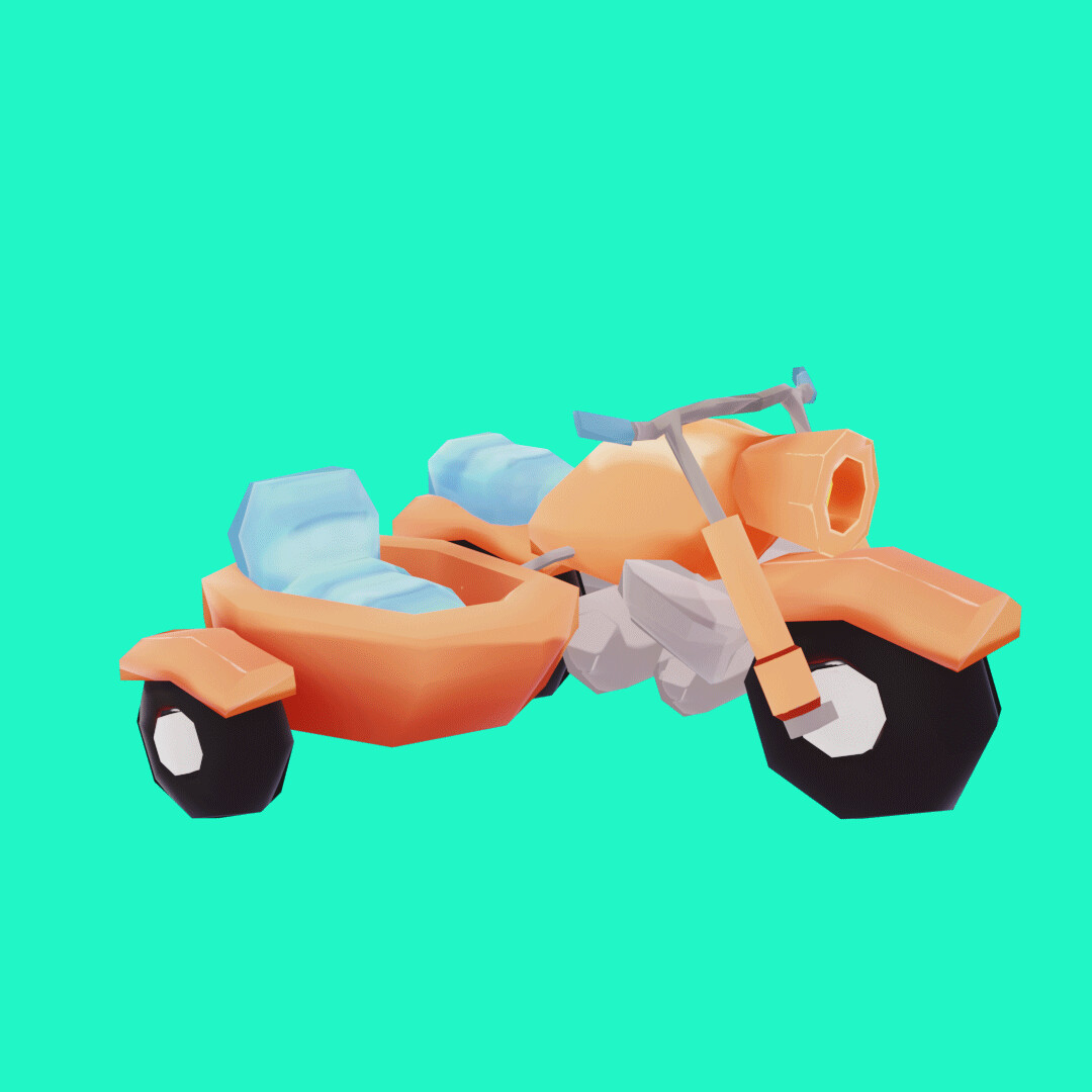 ArtStation - Low Poly Hand Painted Motorcycle.....with Side Car