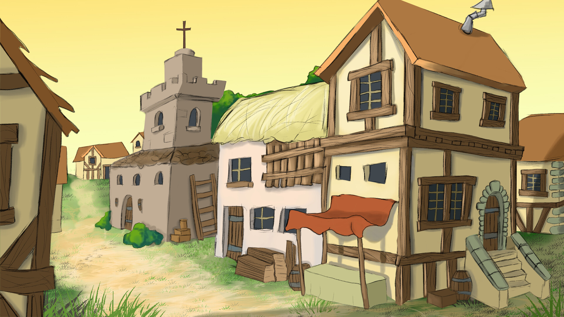 ArtStation - MAIN CHARACTER HOMETOWN BACKGROUND