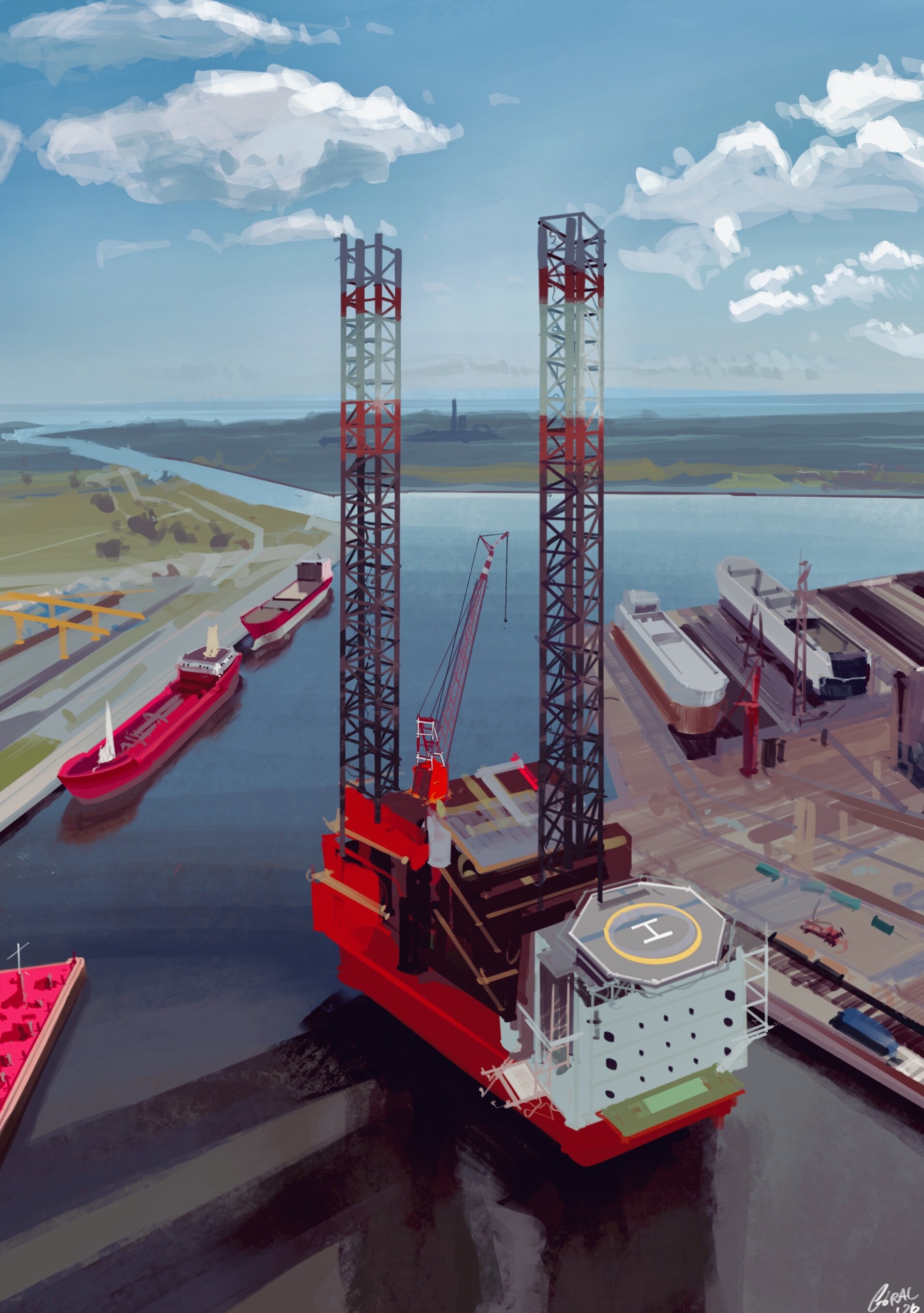 ArtStation - Oil platforms study