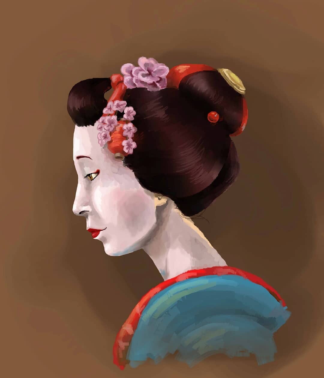 ArtStation - Maiko (apprentice geisha) in blue
