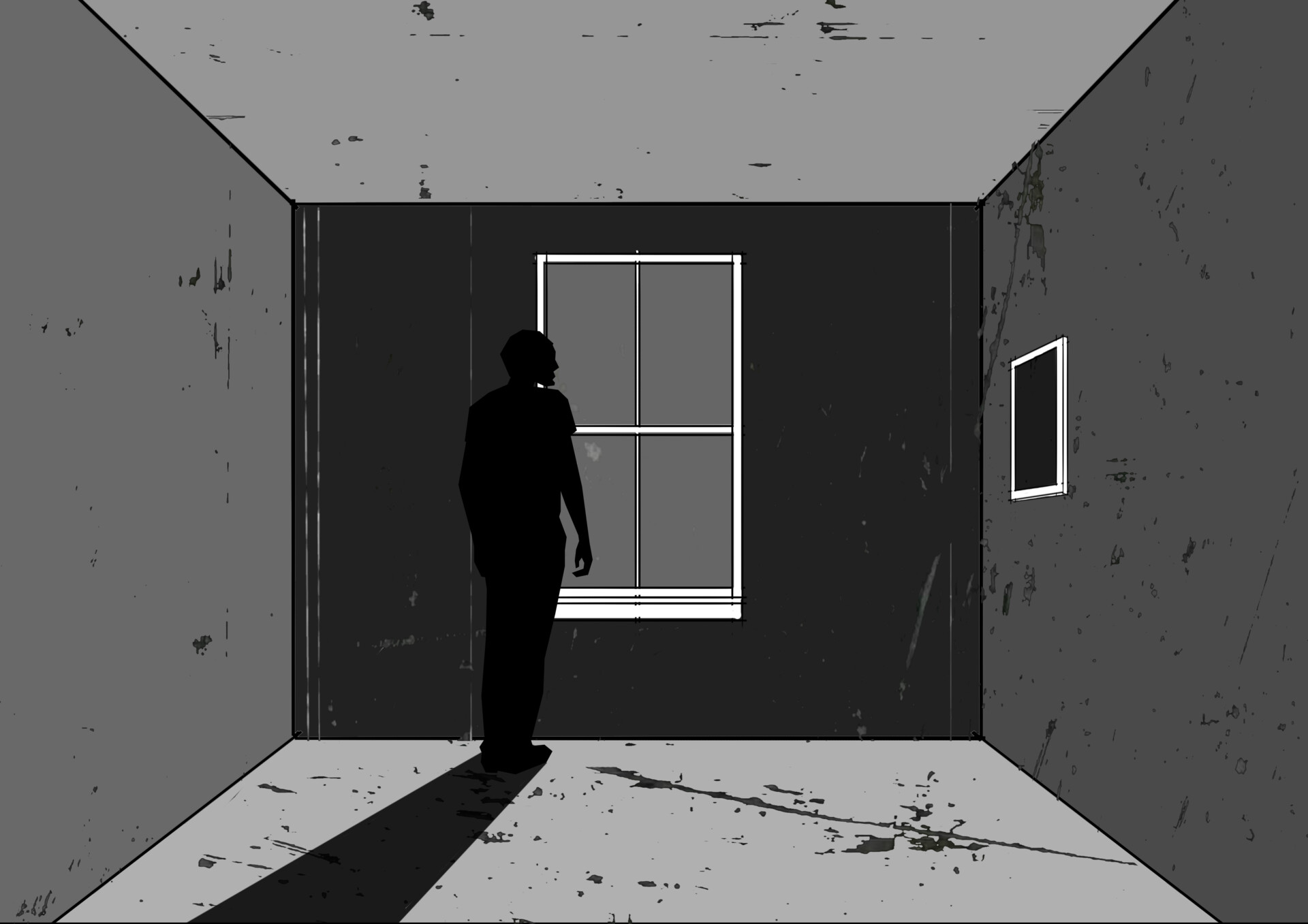 dark empty room drawing