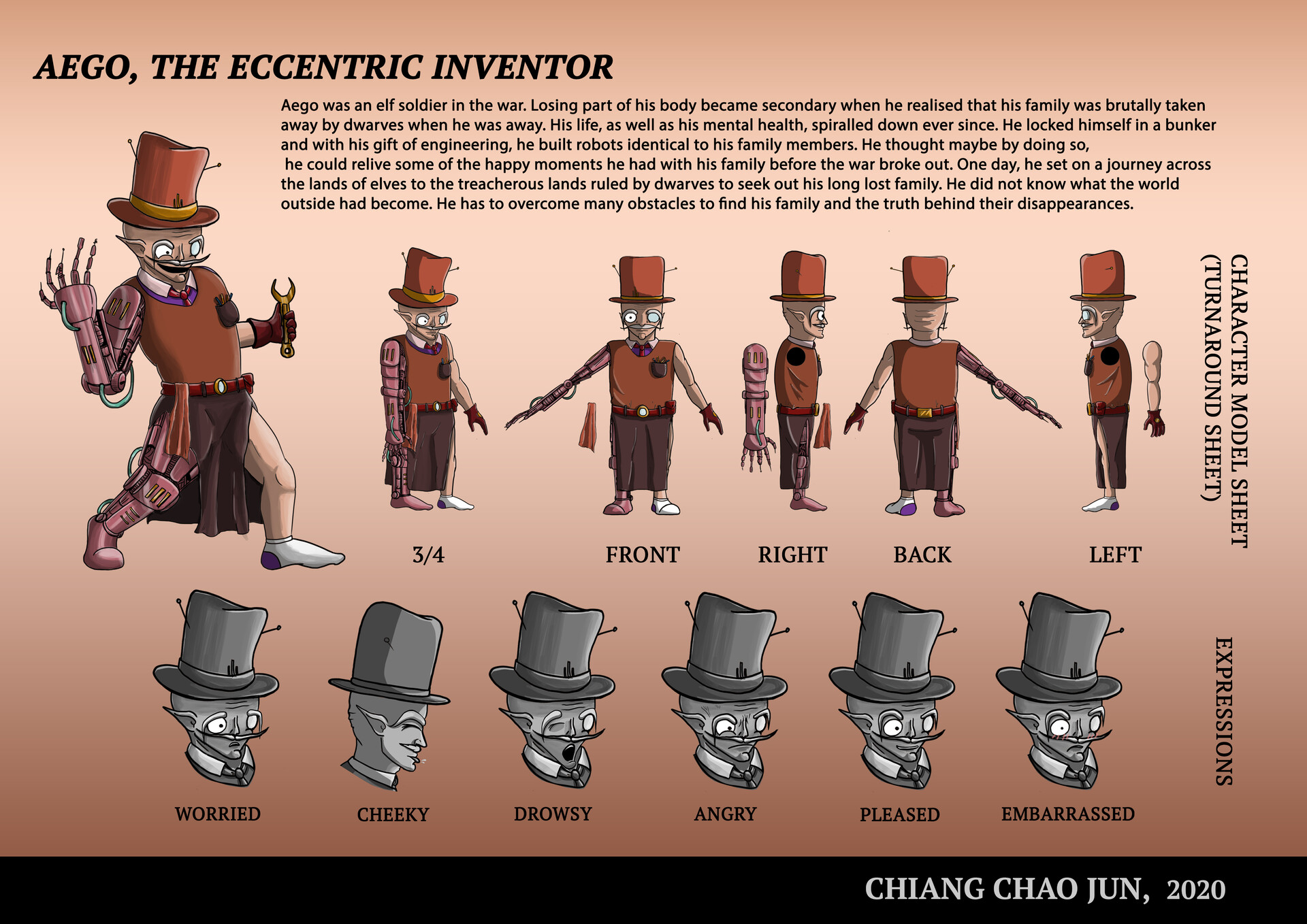 ArtStation - Aego, the Eccentric Inventor (2D Design)