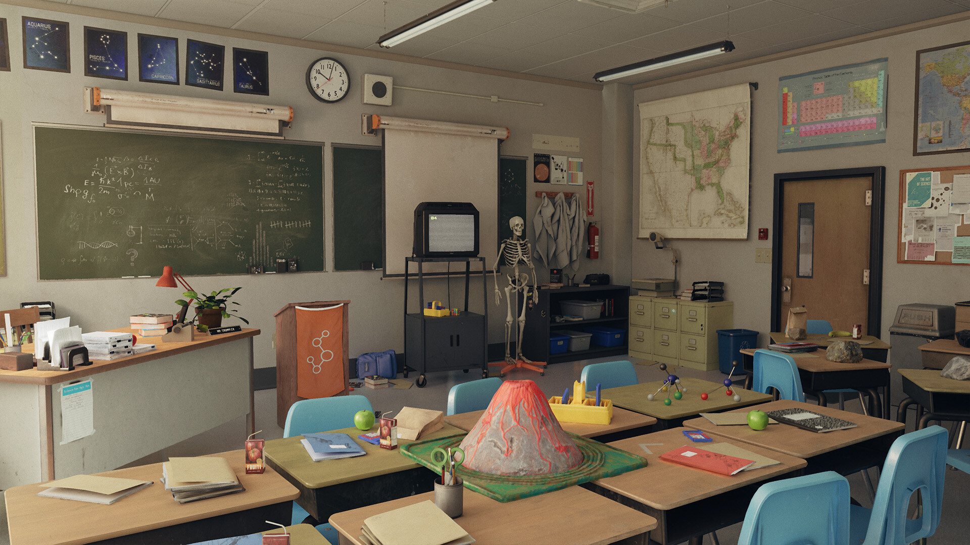 Dekogon Studios - 90's Highschool Science Classroom - Day Theme (UE4)