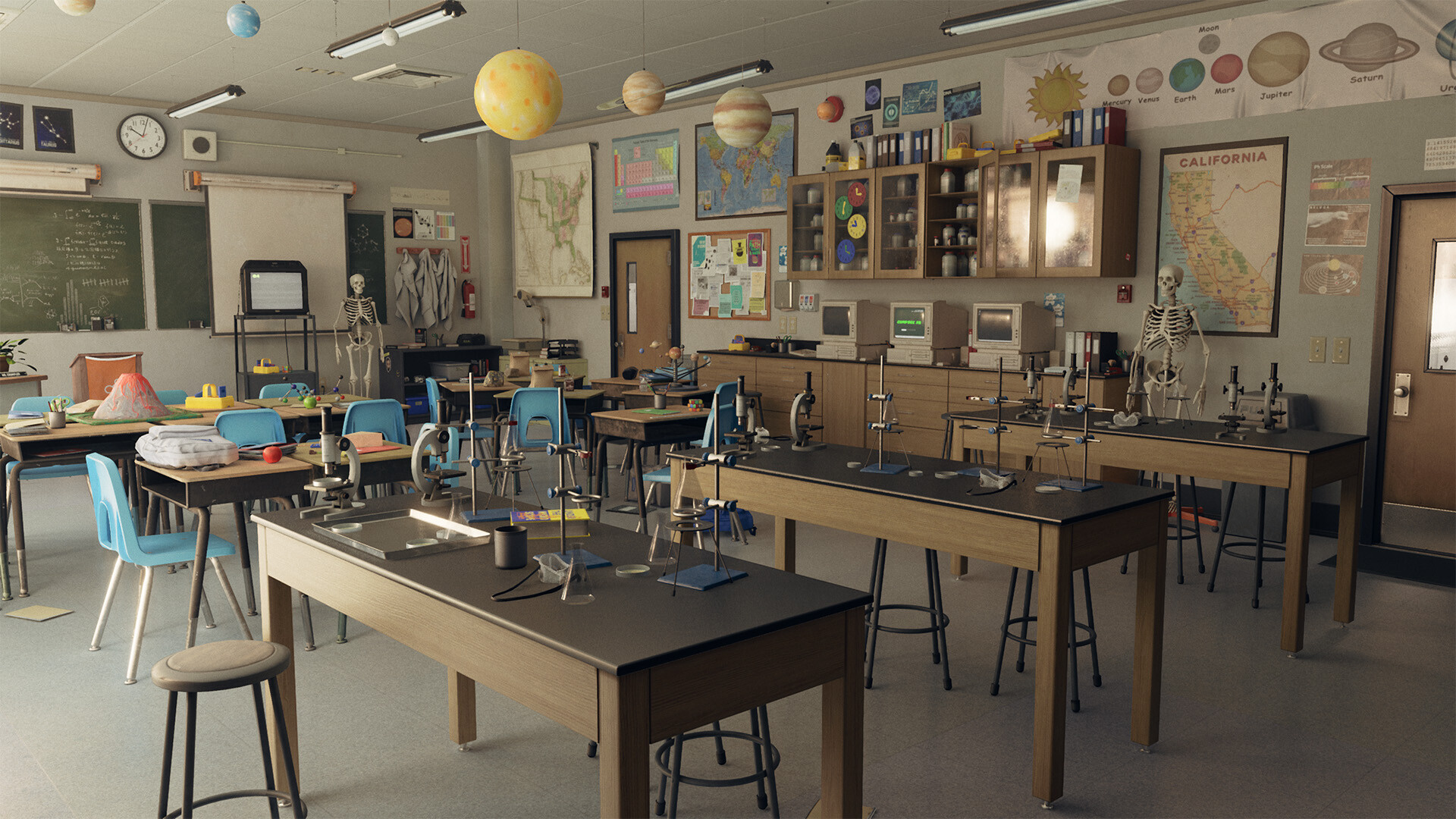 Dekogon Studios - 90's Highschool Science Classroom - Day Theme (UE4)