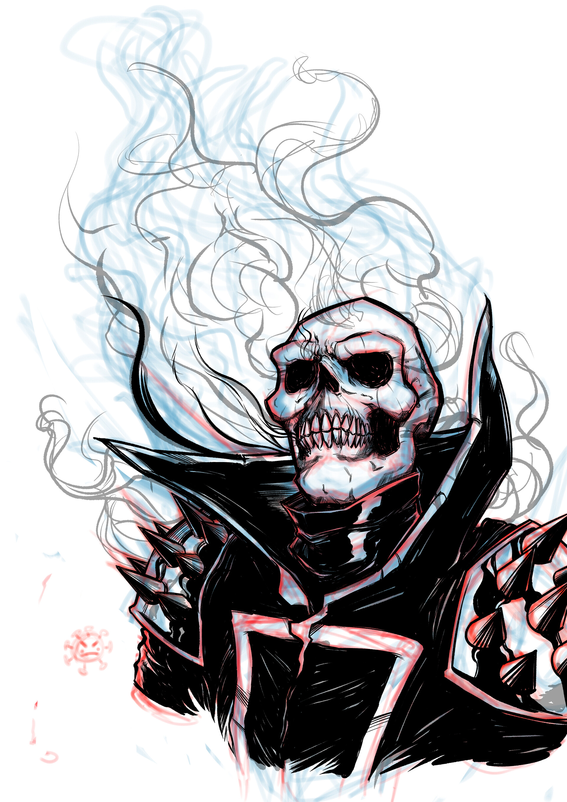 how to draw ghost rider skull