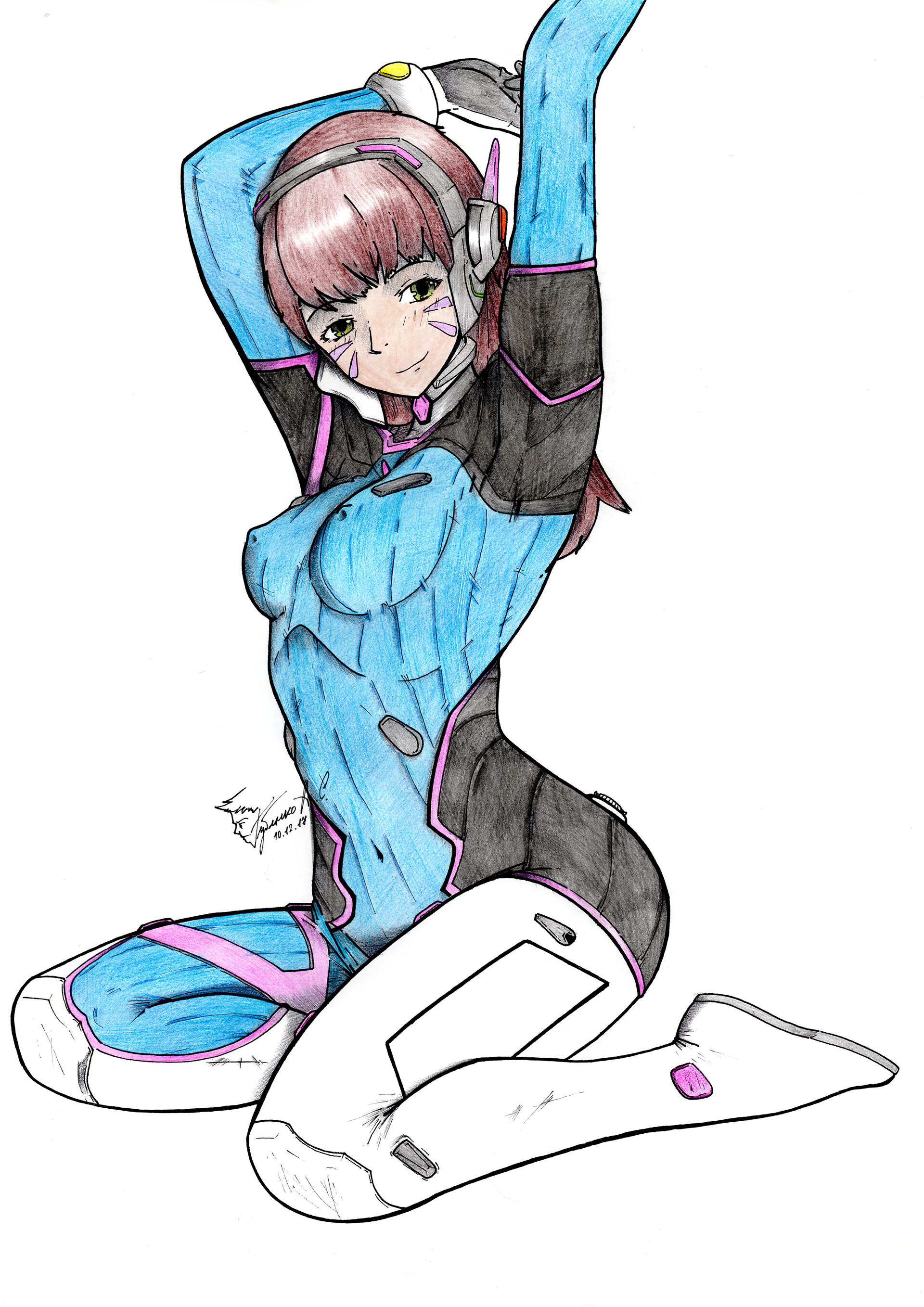 how to draw d.va overwatch