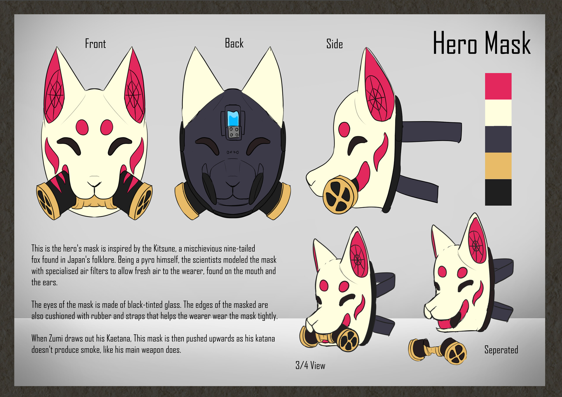 kitsune mask drawing reference