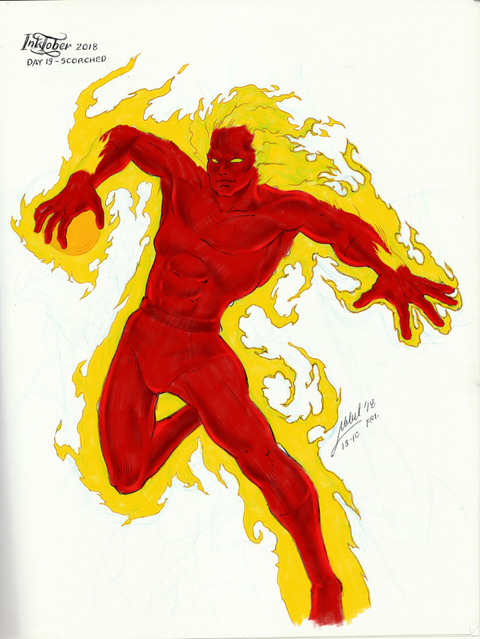 how to draw human torch