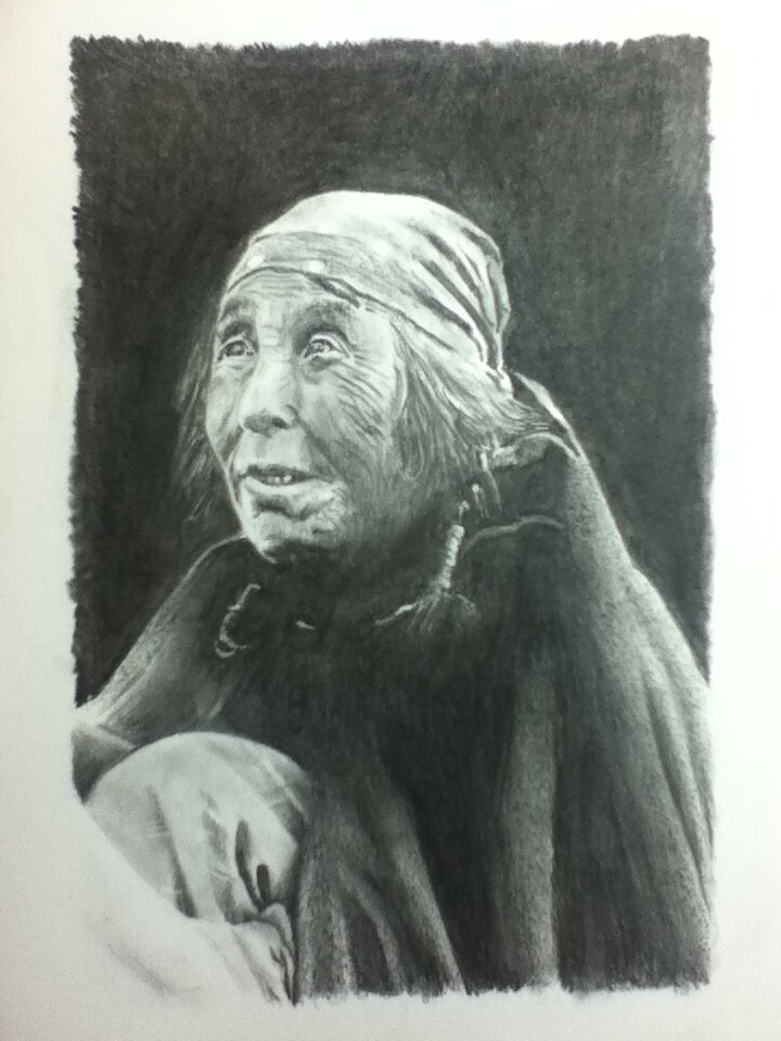 ArtStation - Charcoal of a First Nation woman