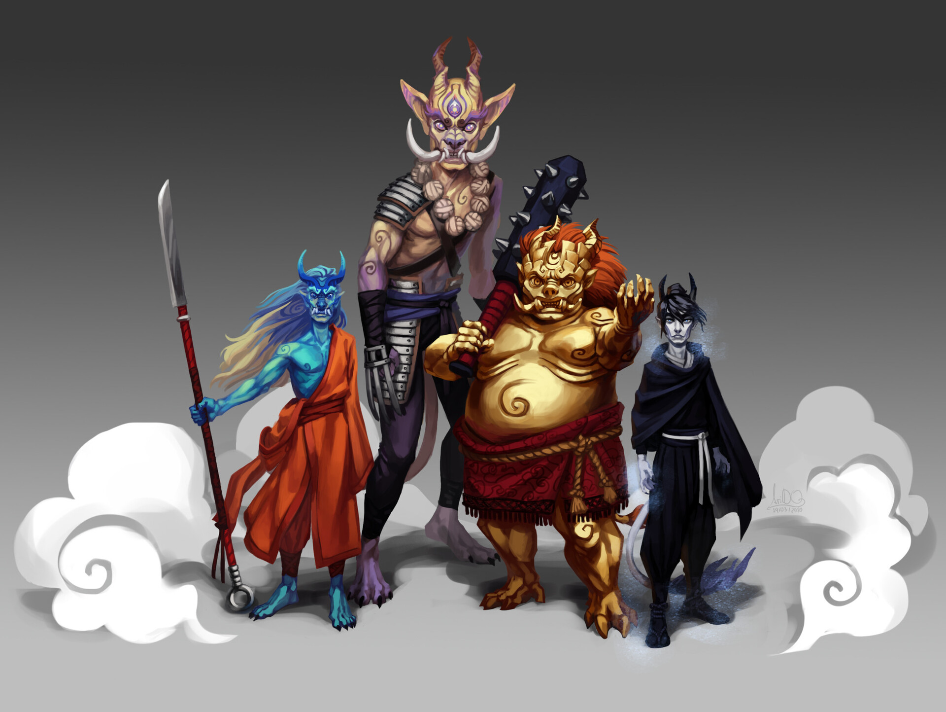 ArtStation - Fujiwara No Chikata, but it's the onis, COMIISSION