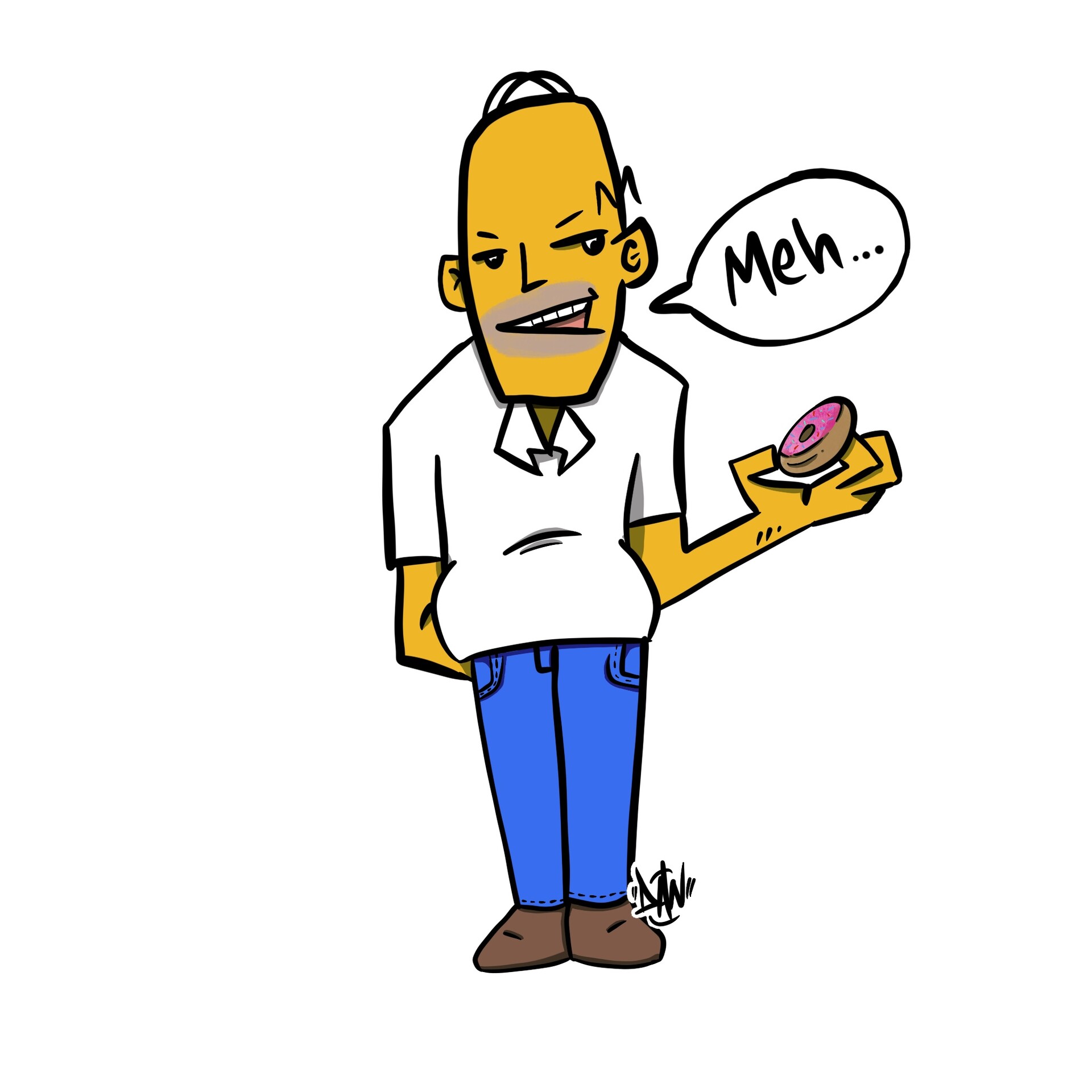 how to draw homer simpson eating donut