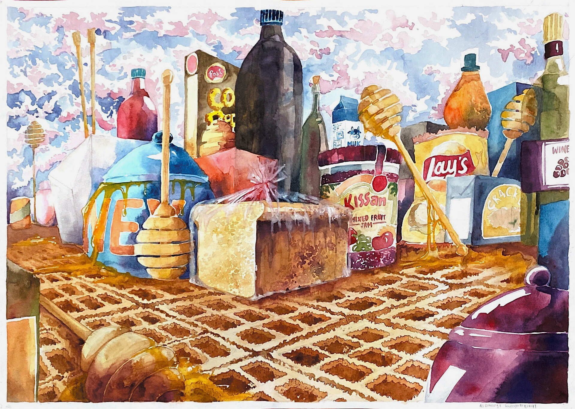 ArtStation - Watercolour perspective food street