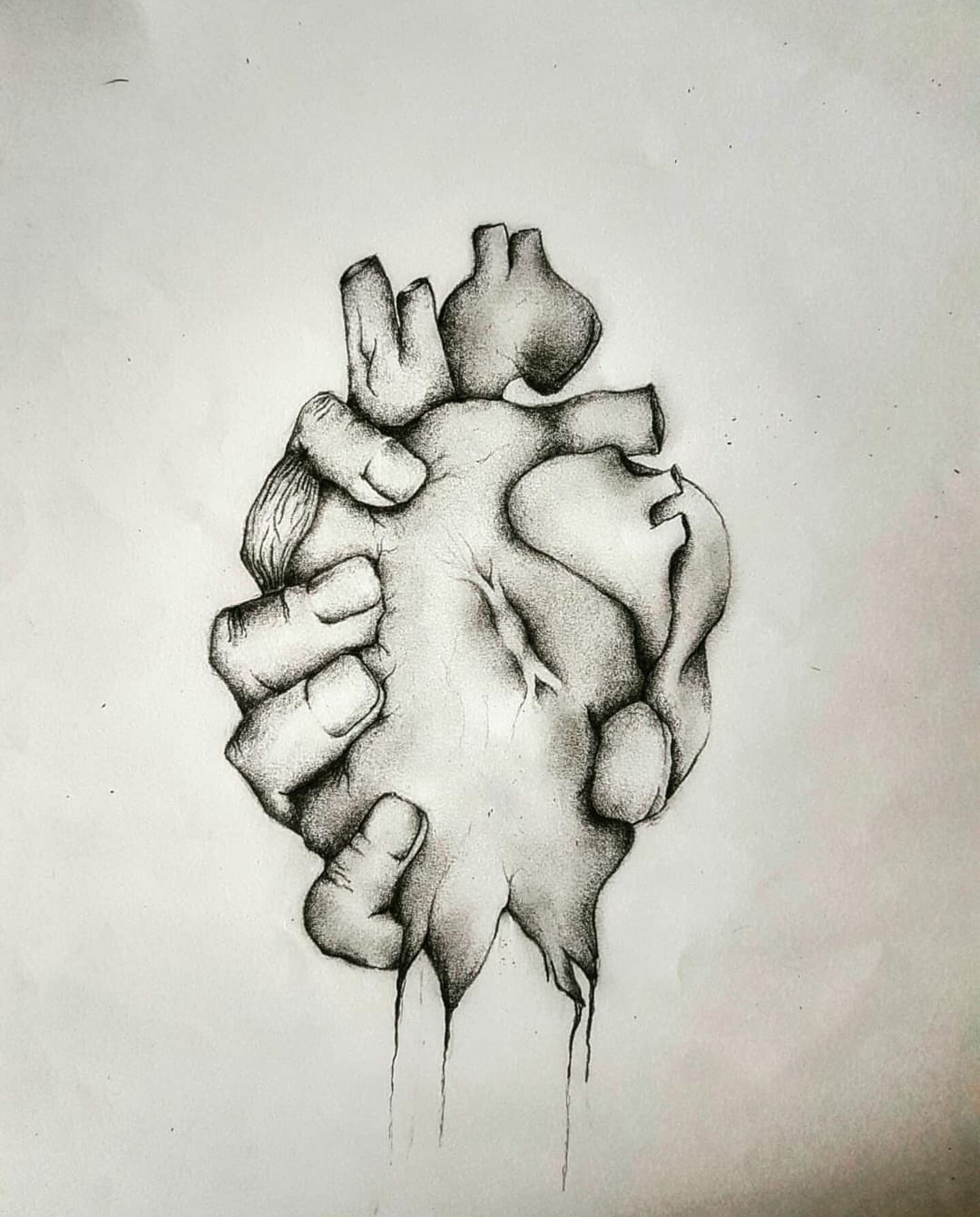 Hand Crushing Heart Drawing