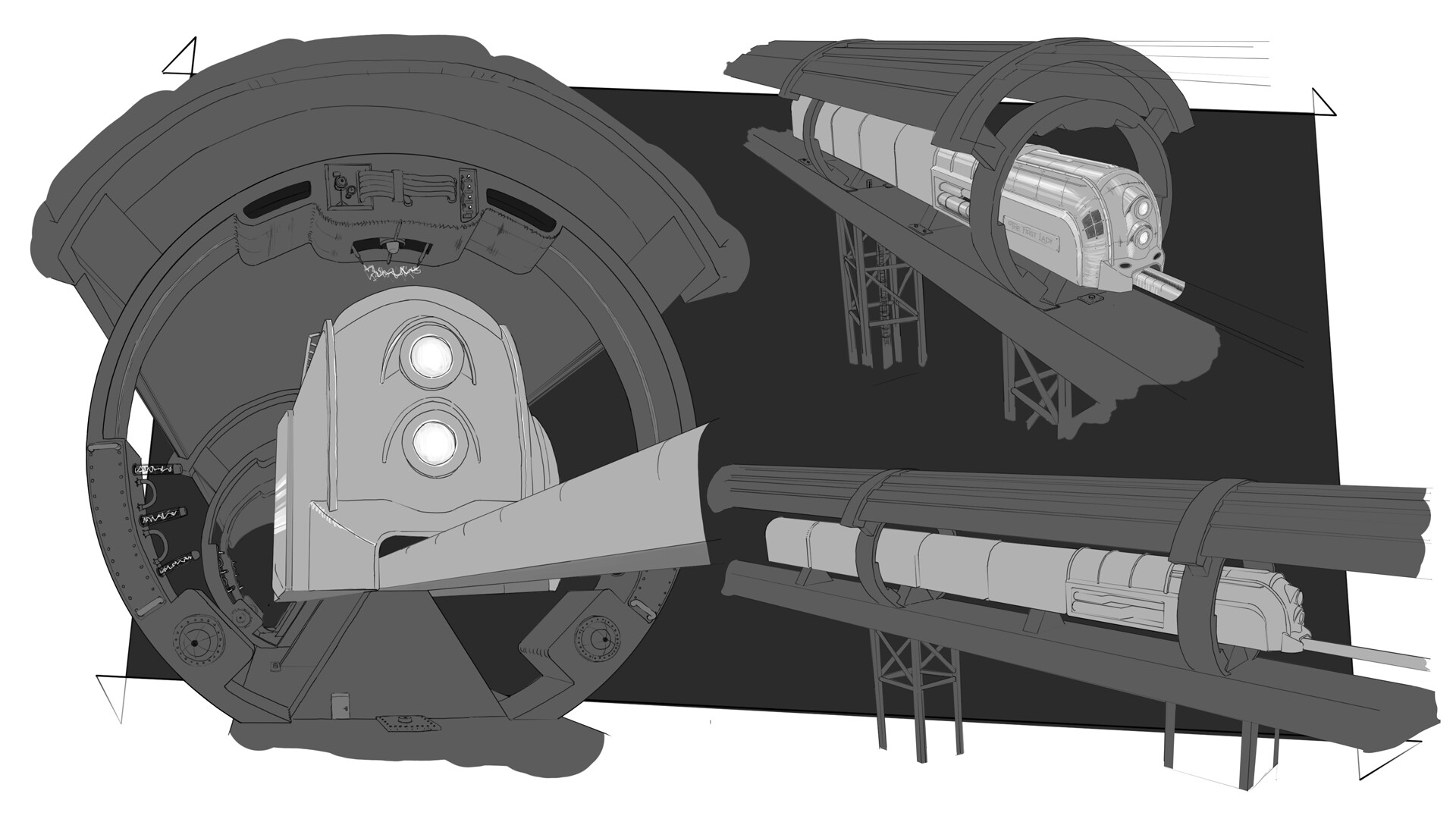ArtStation - Retro-futuristic Train Sketches