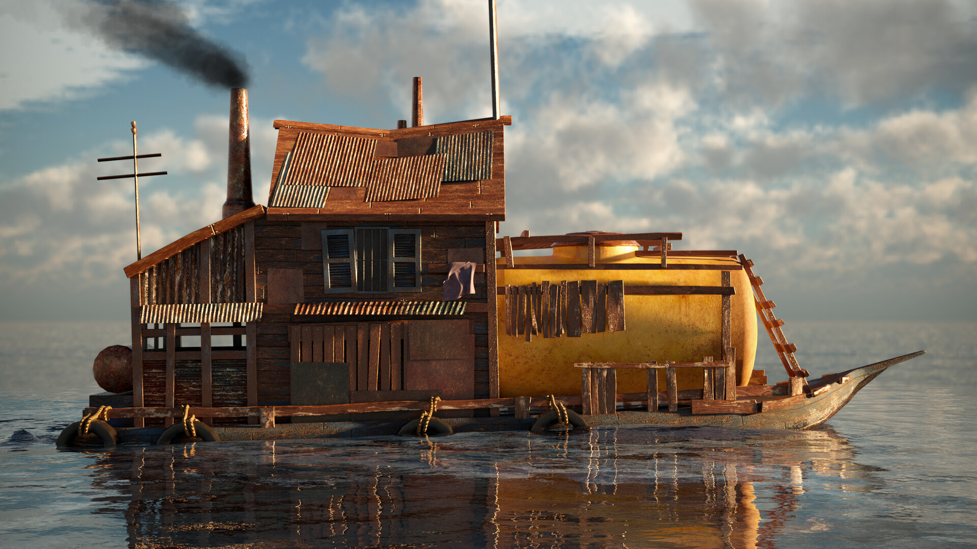 ArtStation - Rustic Houseboat