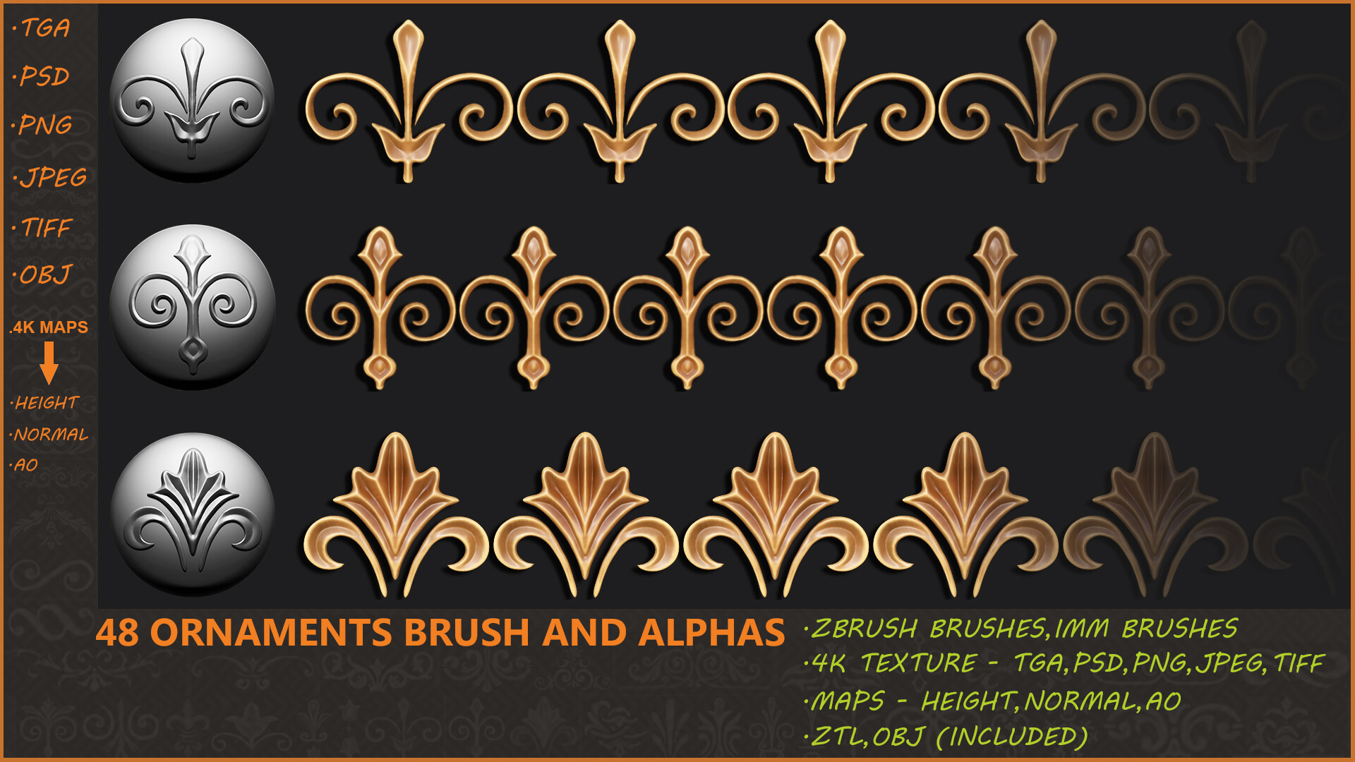 Jeetendra Sharma - Free - 48 Ornaments Brushes and Alphas