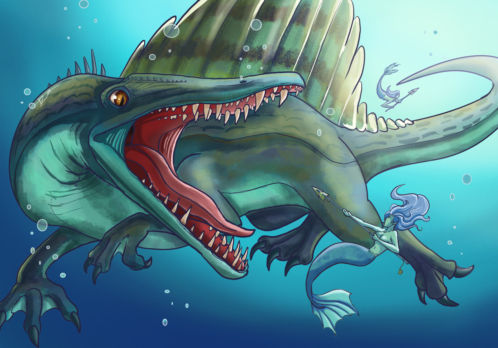 ArtStation - Spinosaurus vs mermaids