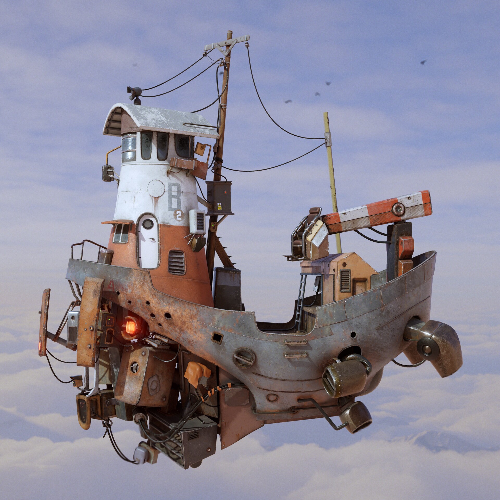 ArtStation - Mechanical flying ship