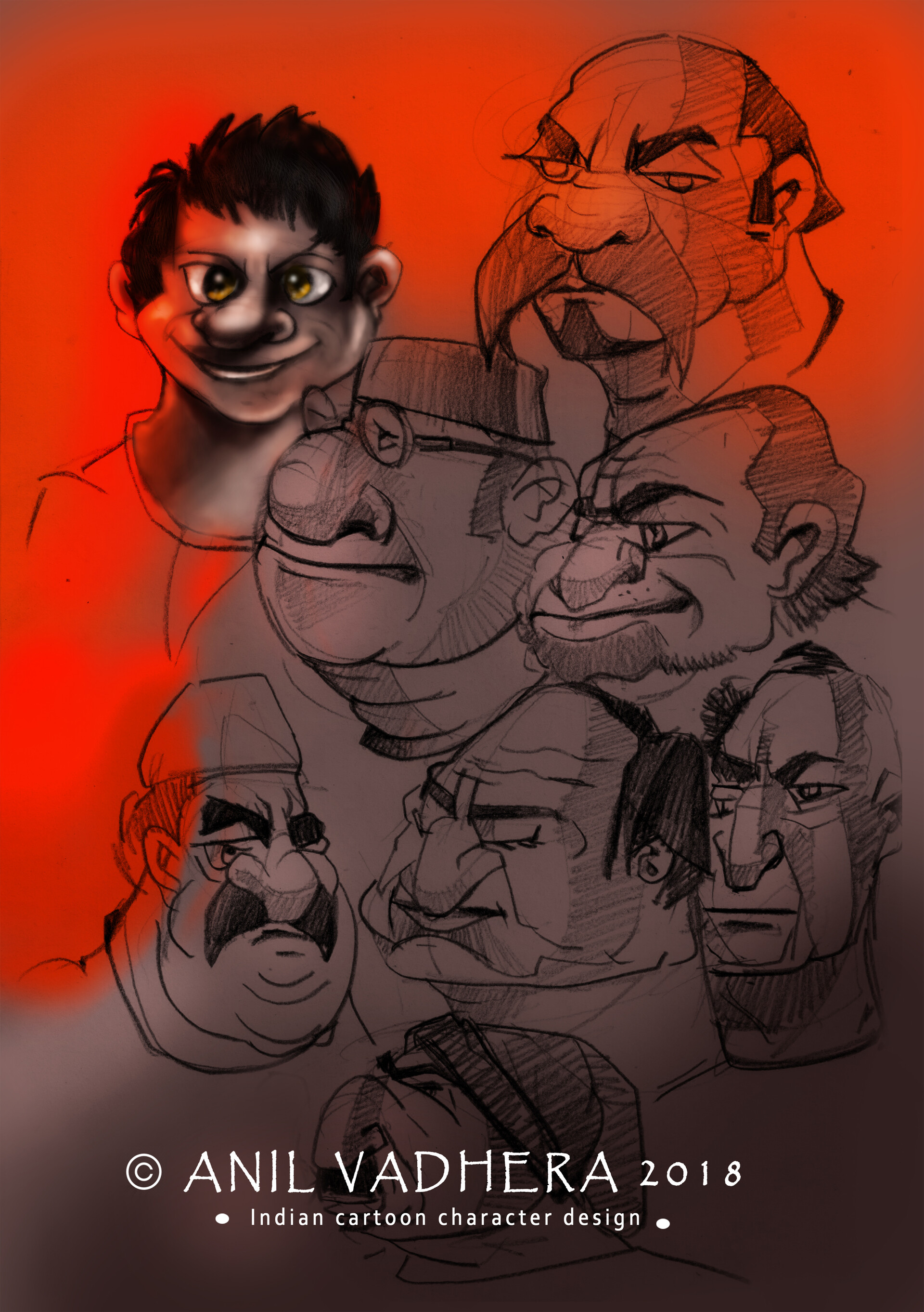 Anil Vadhera - Indian faces cartoon character