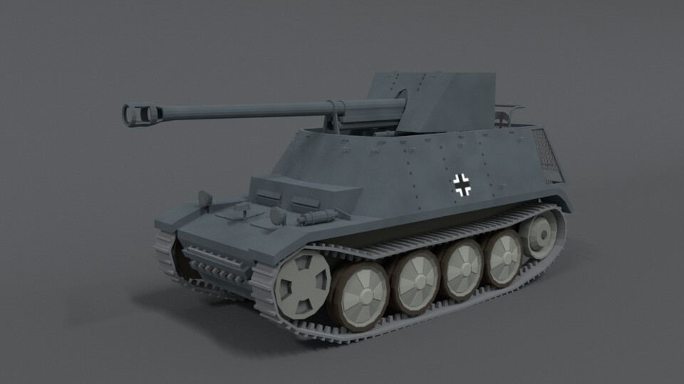 chroma 3D - Low Poly Cartoon SdKFz 132 Marder II Tank