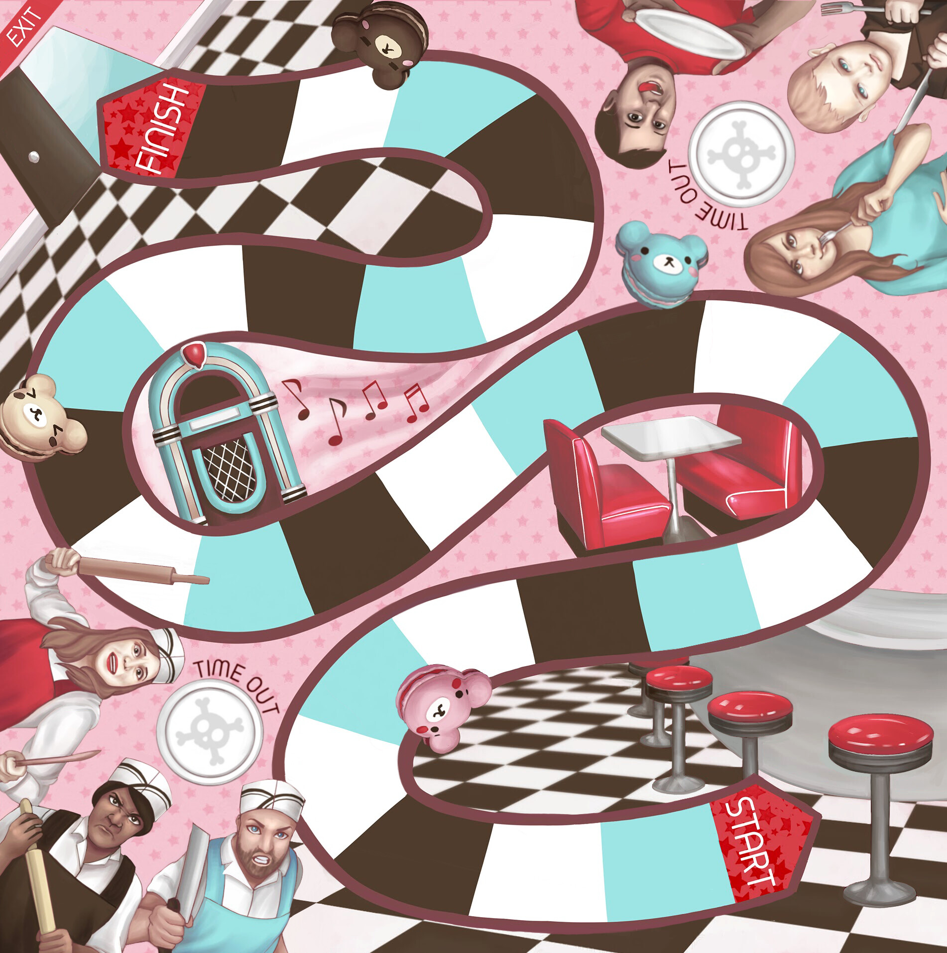 Melanie Salazar - Pastry Panic Board Game Concept Art