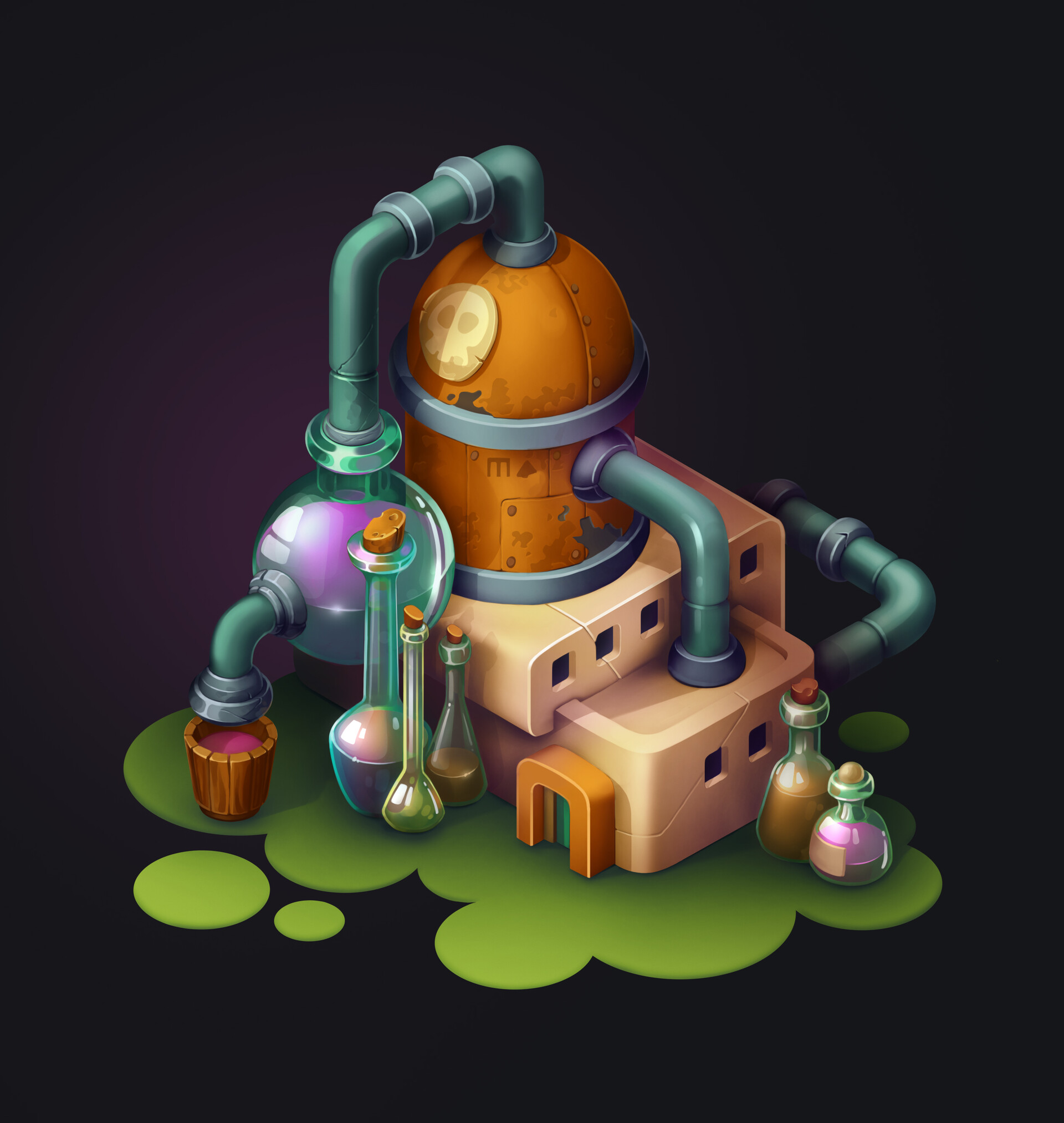 ArtStation - isometric alchemy factory concept art