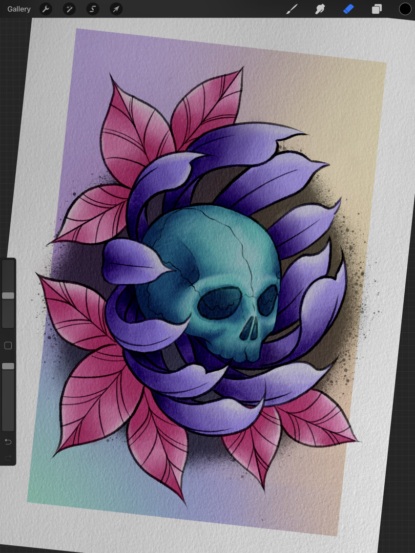 Chrysanthemum And Skull Tattoo
