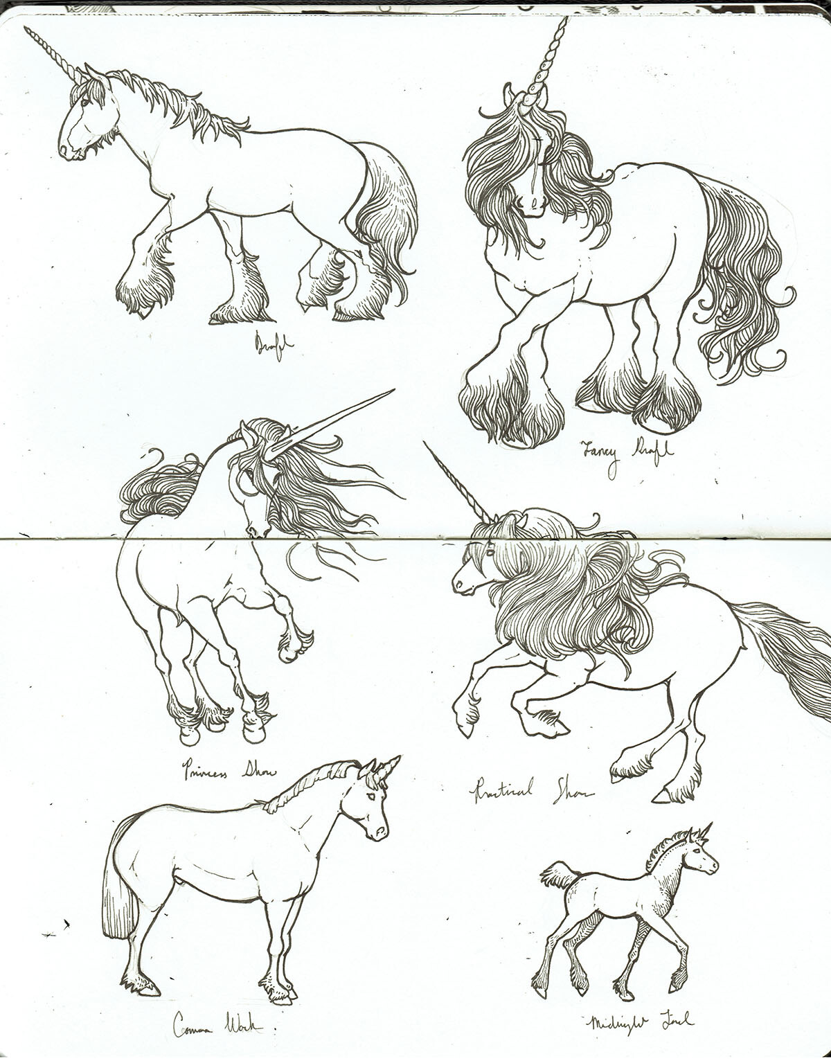ArtStation - horse/unicorn practice doodles