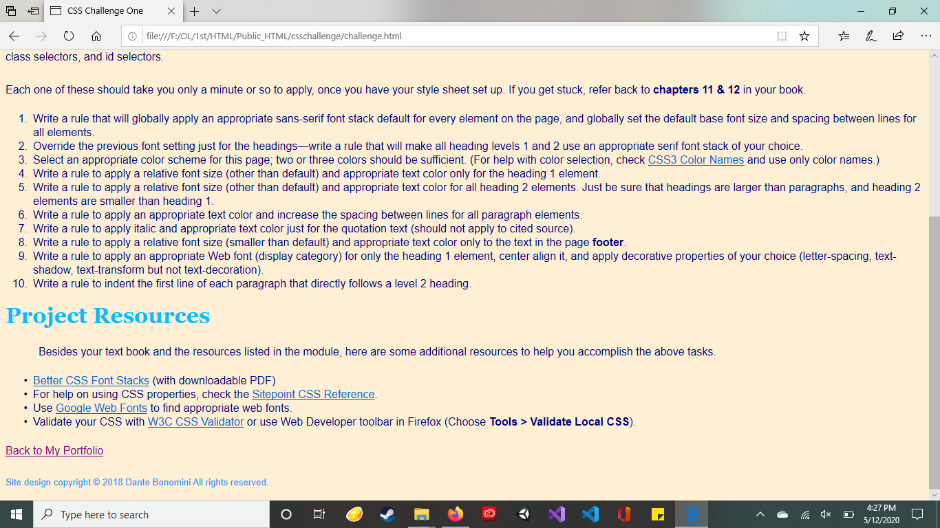 Dante Bonomini - Simple HTML & CSS Projects