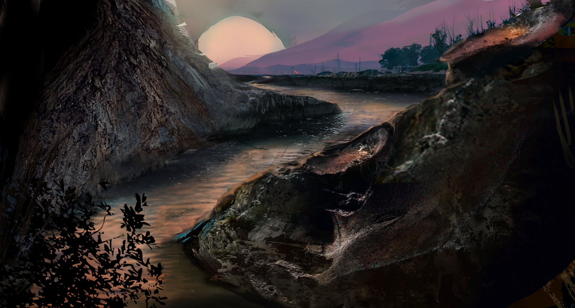 ArtStation - River at dusk