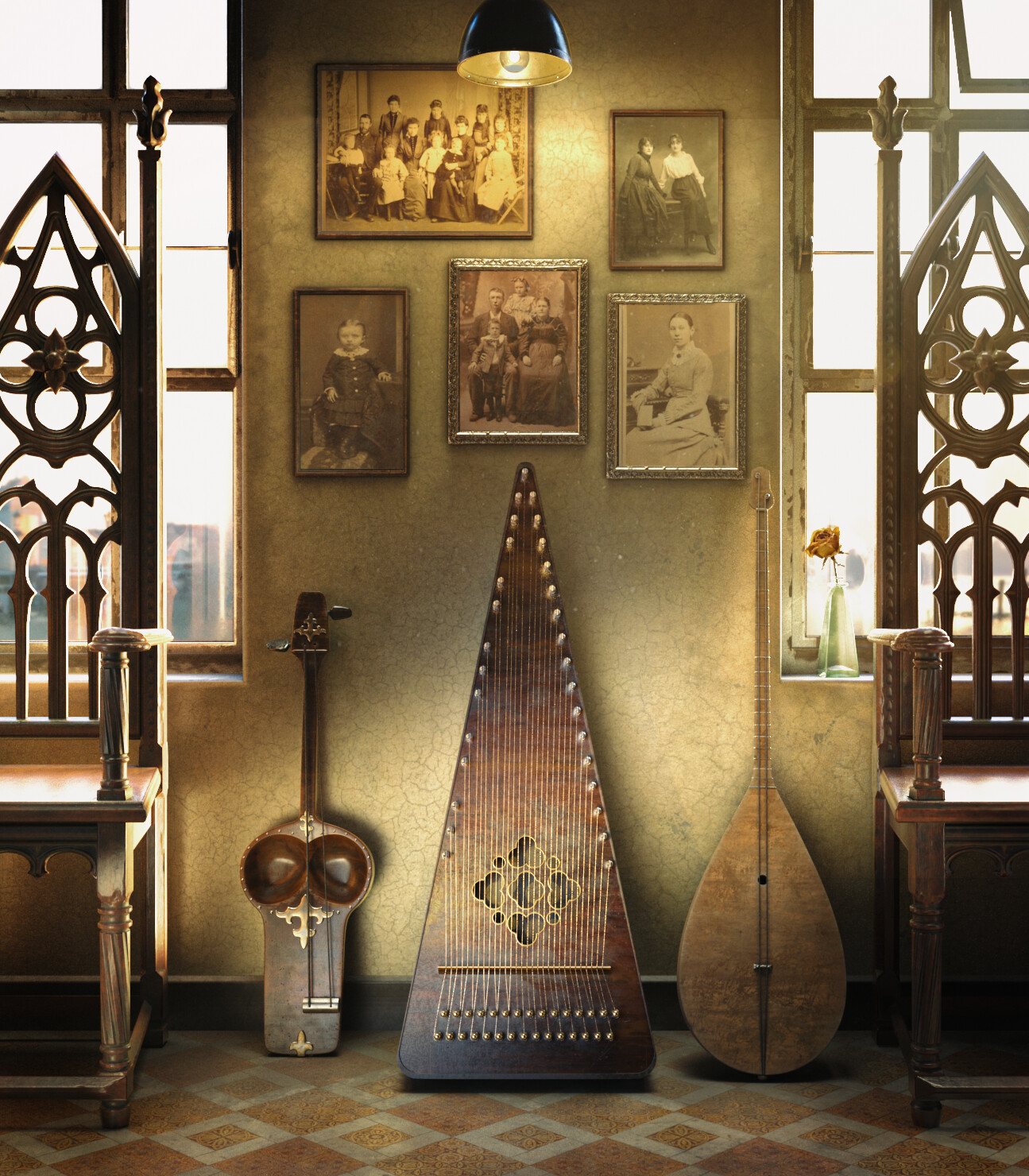 ArtStation - Traditional Instruments Music Room