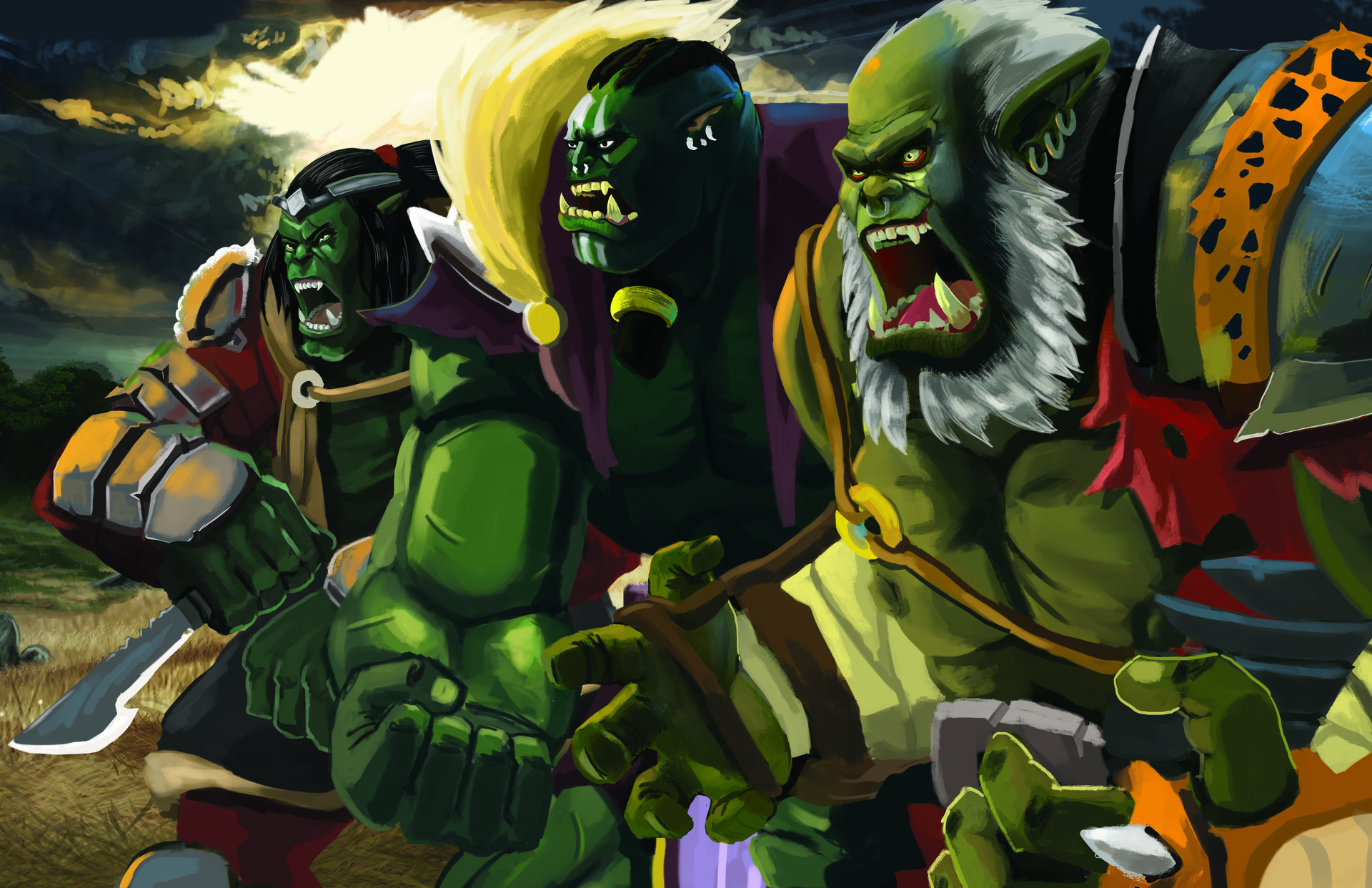 ArtStation - Three orcs spalsh art and turnaround