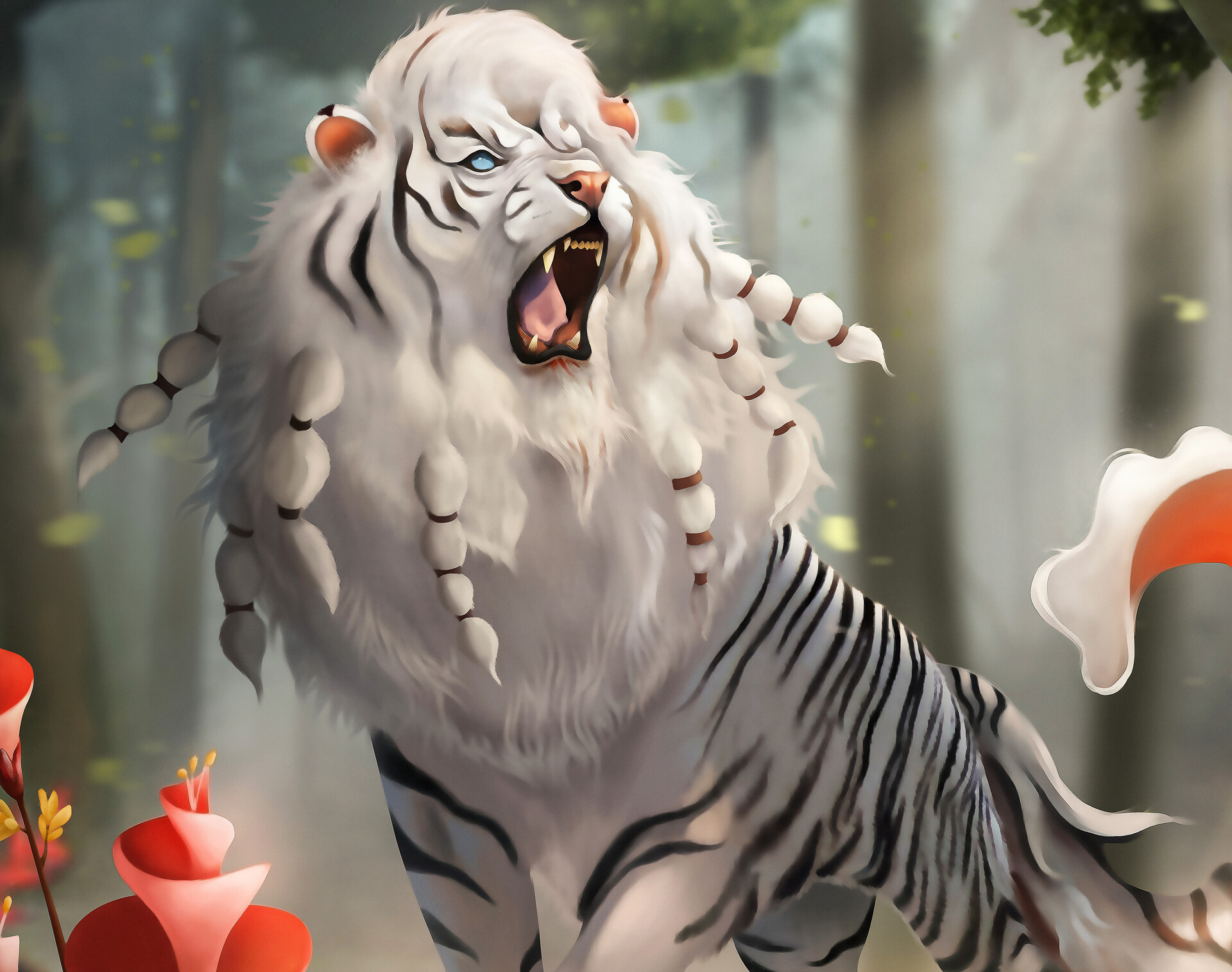 how to draw white lion