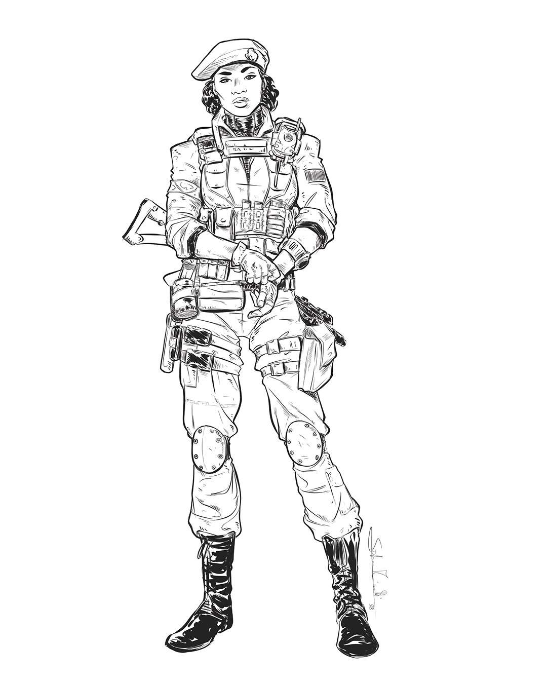 Female Army Soldier Drawing