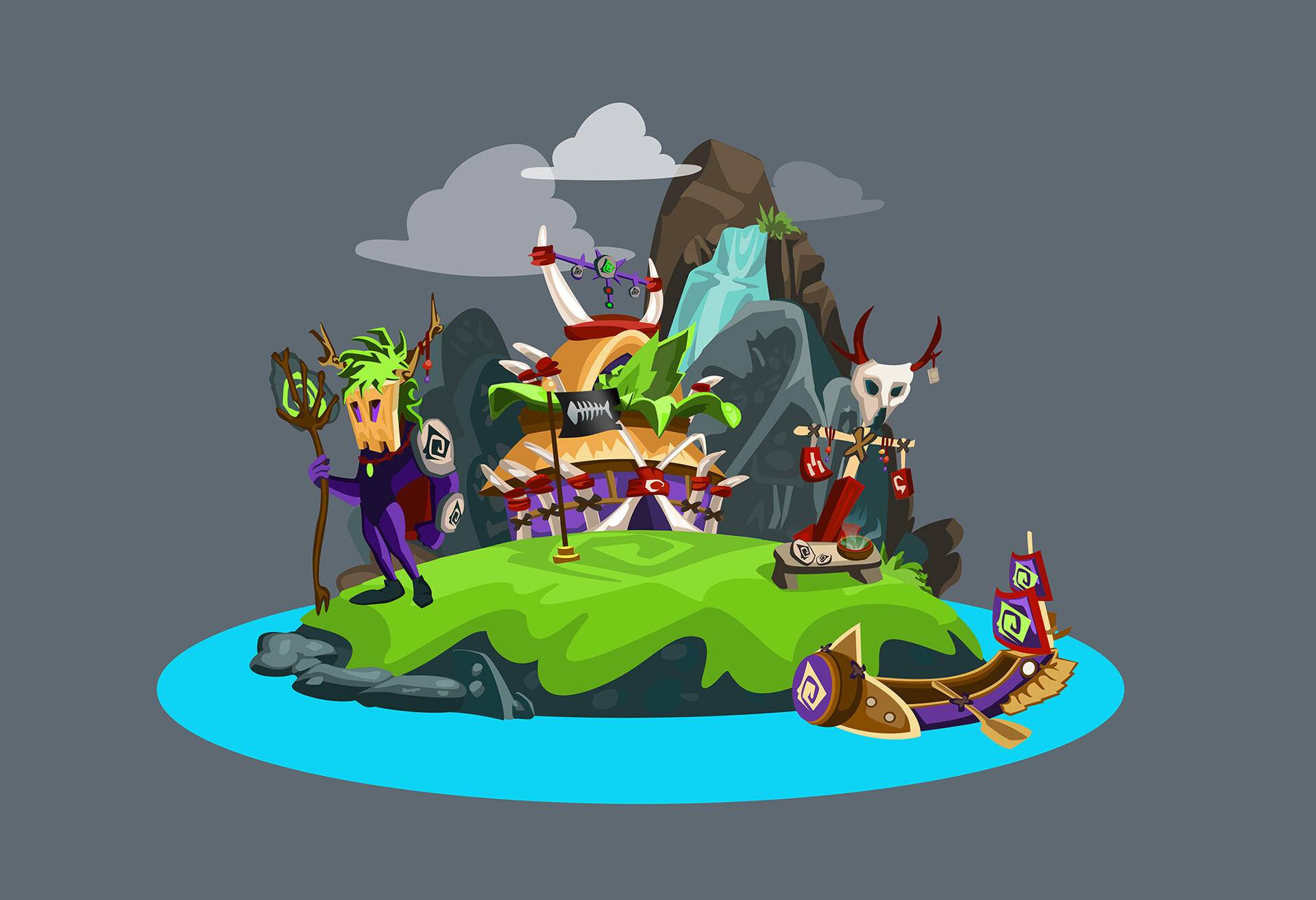 ArtStation - Shaman island, vector