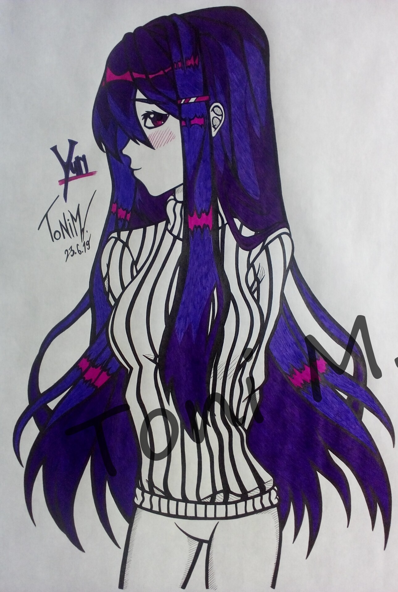 how to draw yuri from ddlc