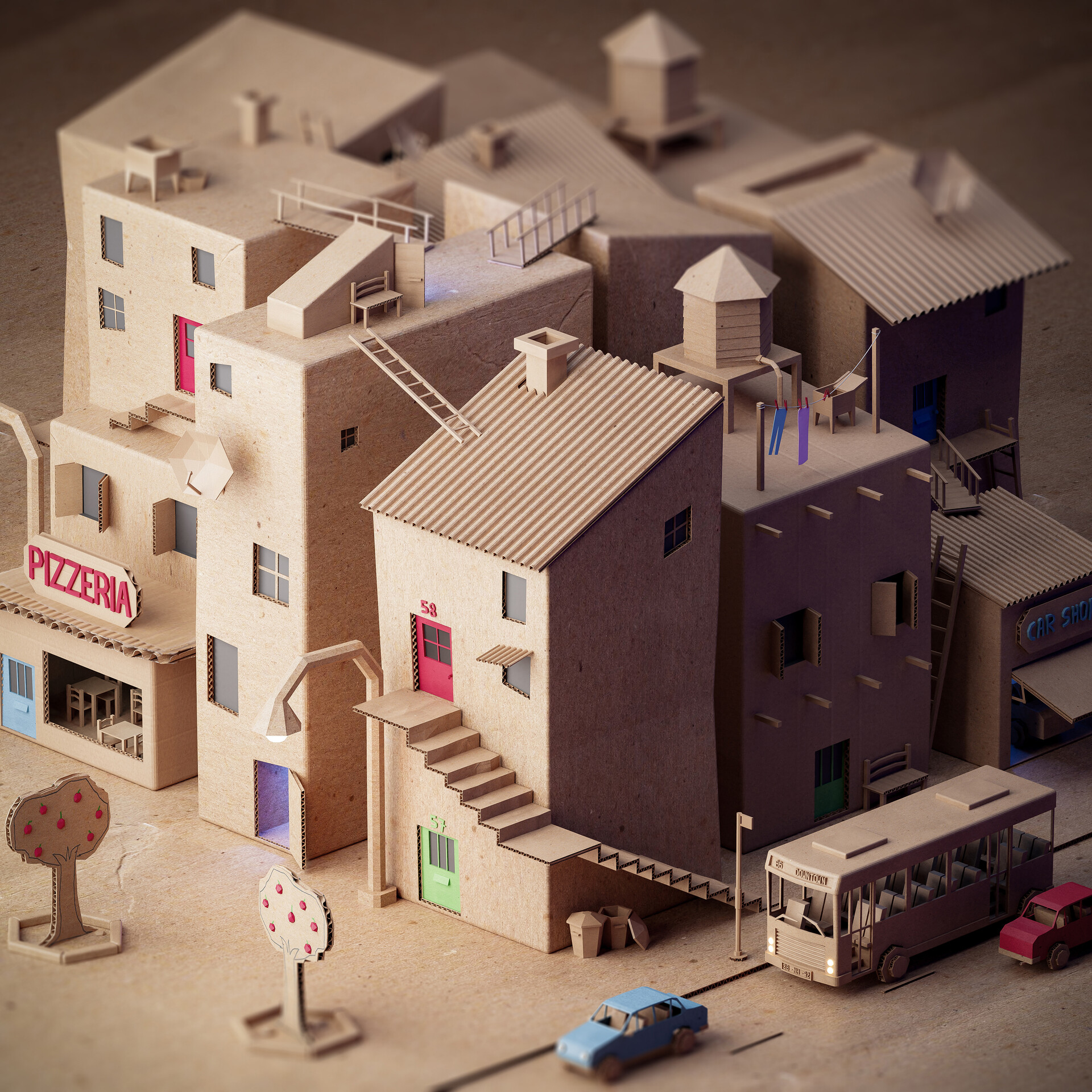 ArtStation - Cardboard neighborhood