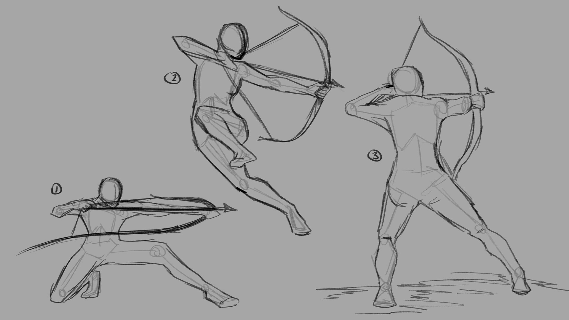 archery pose drawing reference