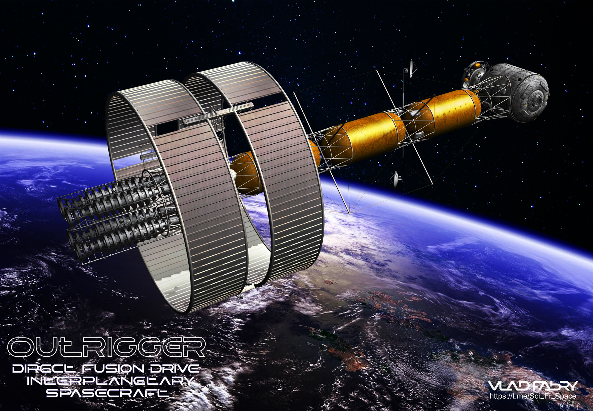 ArtStation - Direct Fusion Drive Interplanetary spasecraft