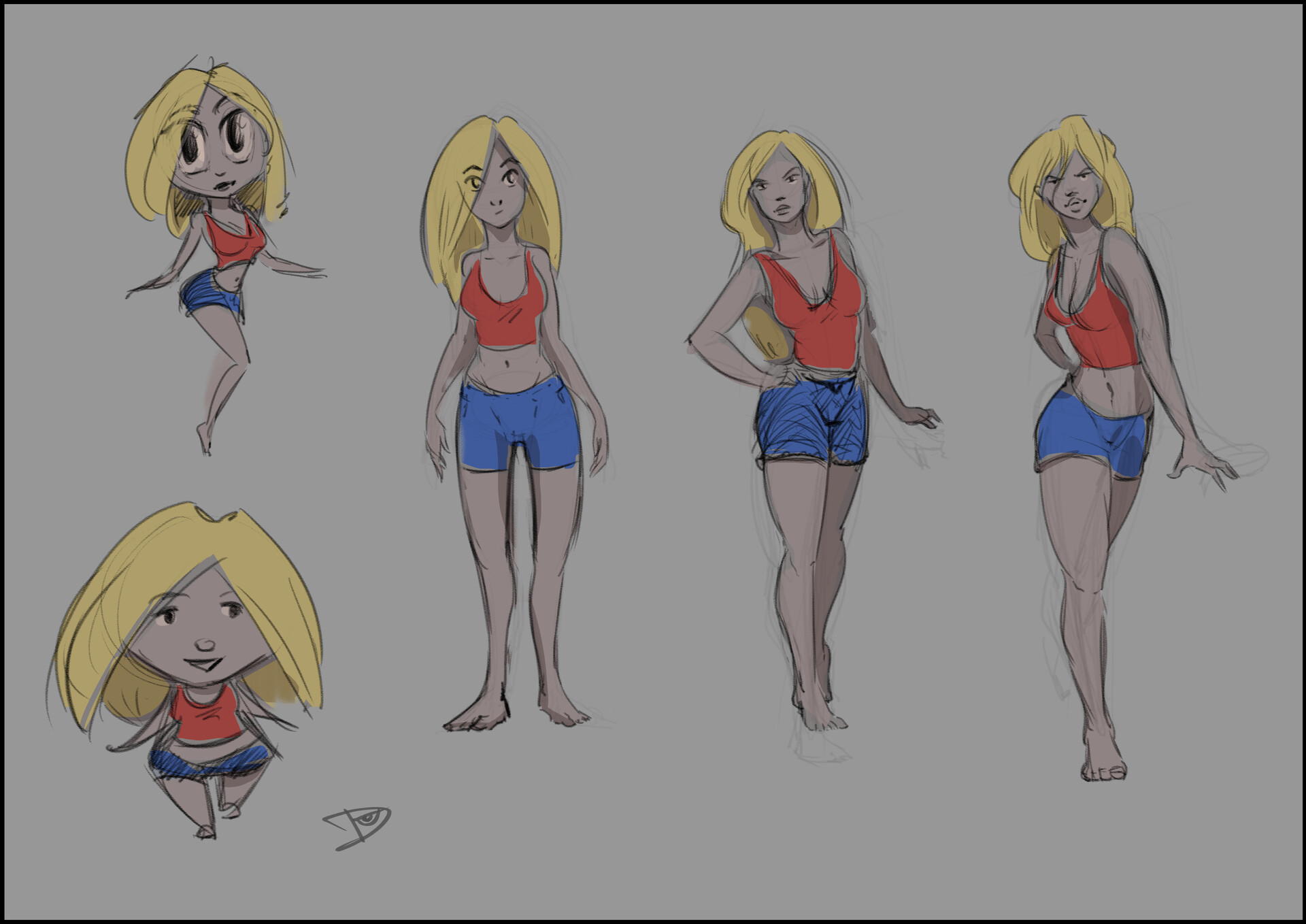 Davide Donghi - Multiple Character, Studies - Gesture & Sketches