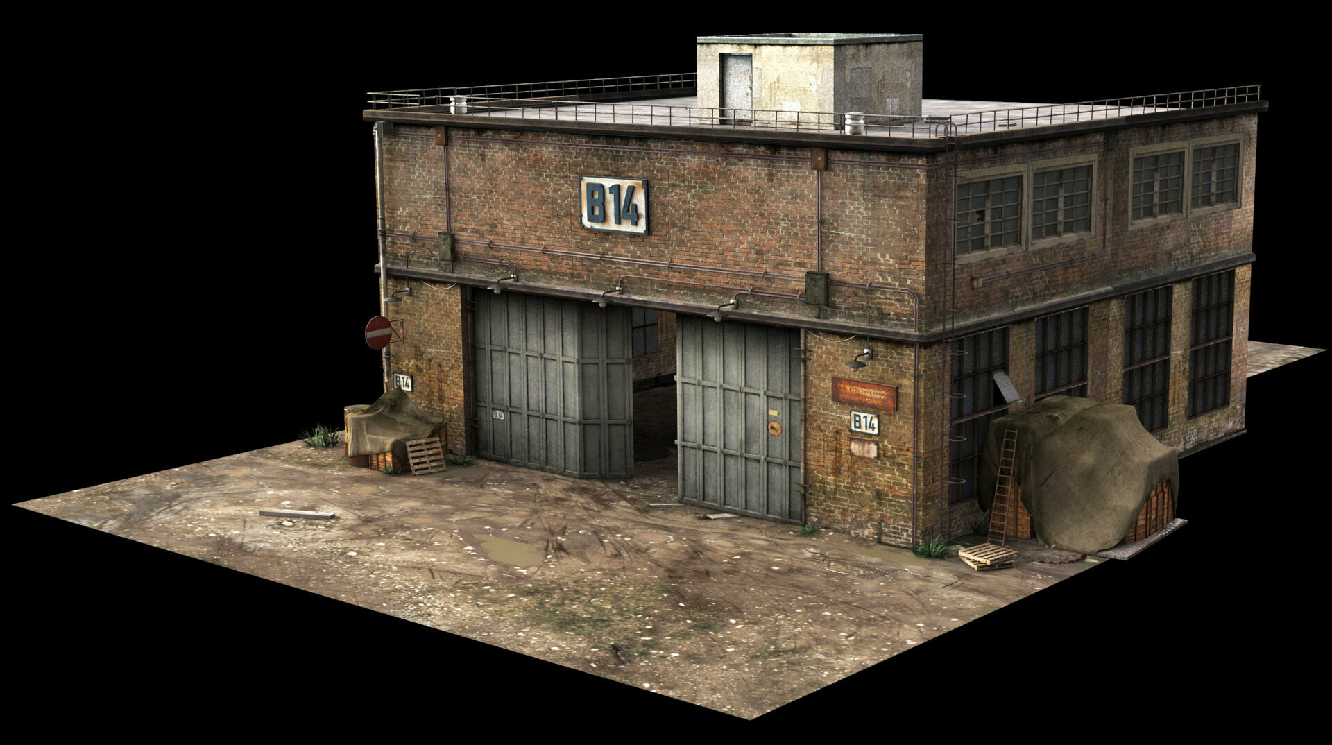 ArtStation - WW2 buildings for World of planes trailer.