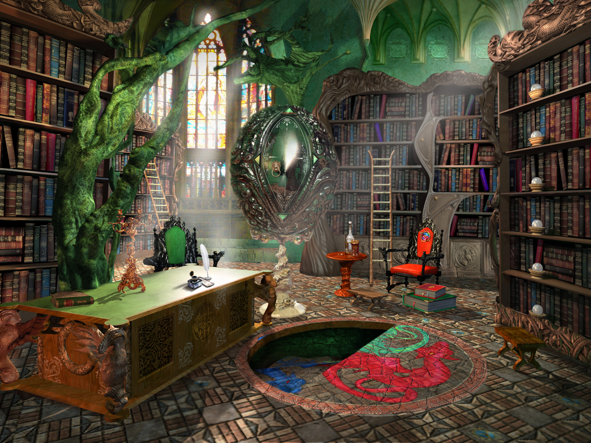 ArtStation - Wizard's library.