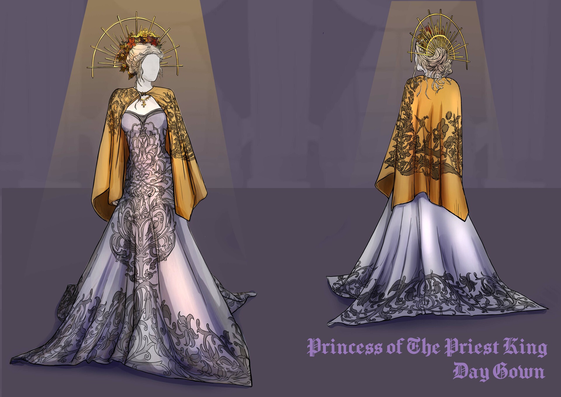 ArtStation - Princess Costume Day and Night gown